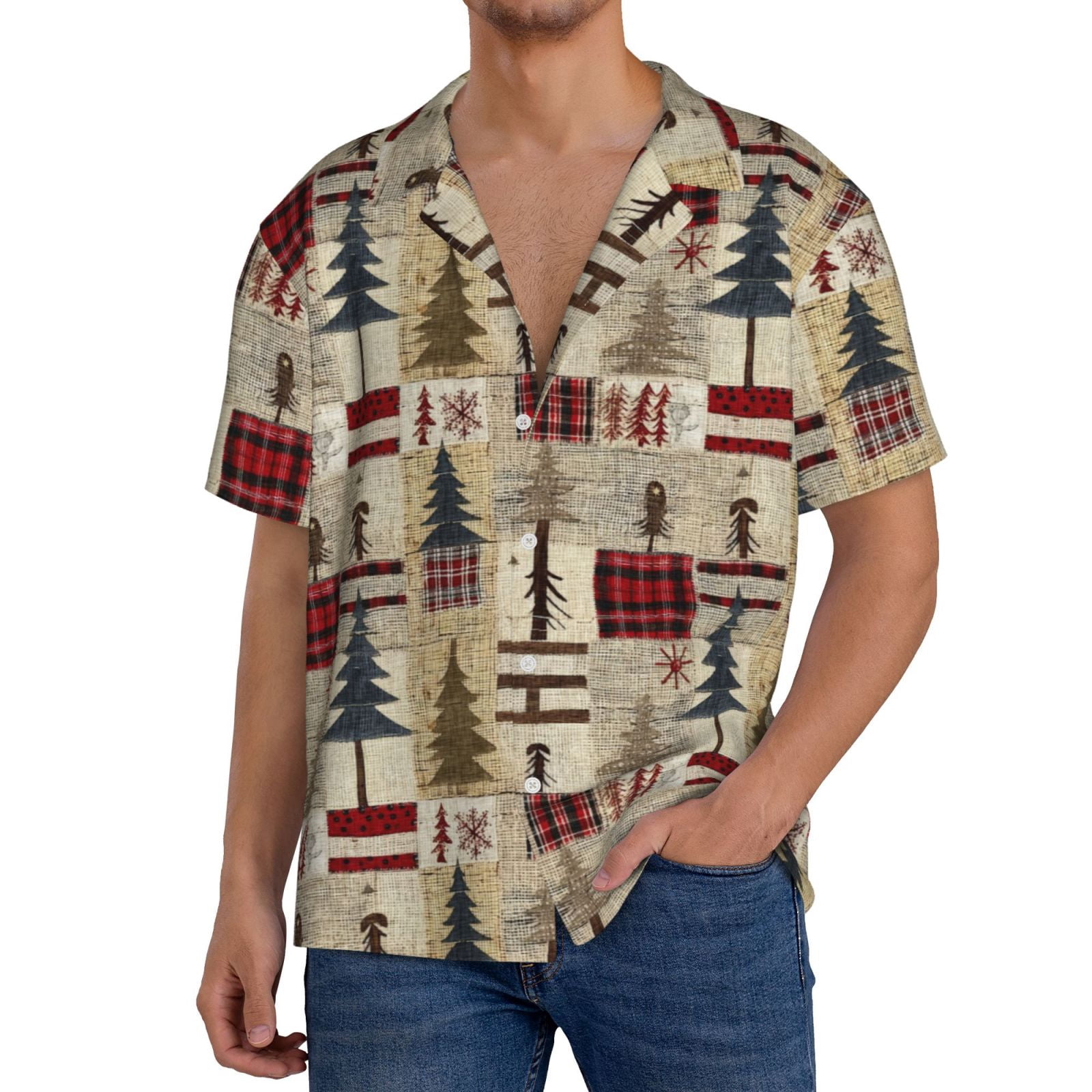 Fuzoiu Rustic Plaid Forest Lodge Print Men's Casual Short,Men's Short ...