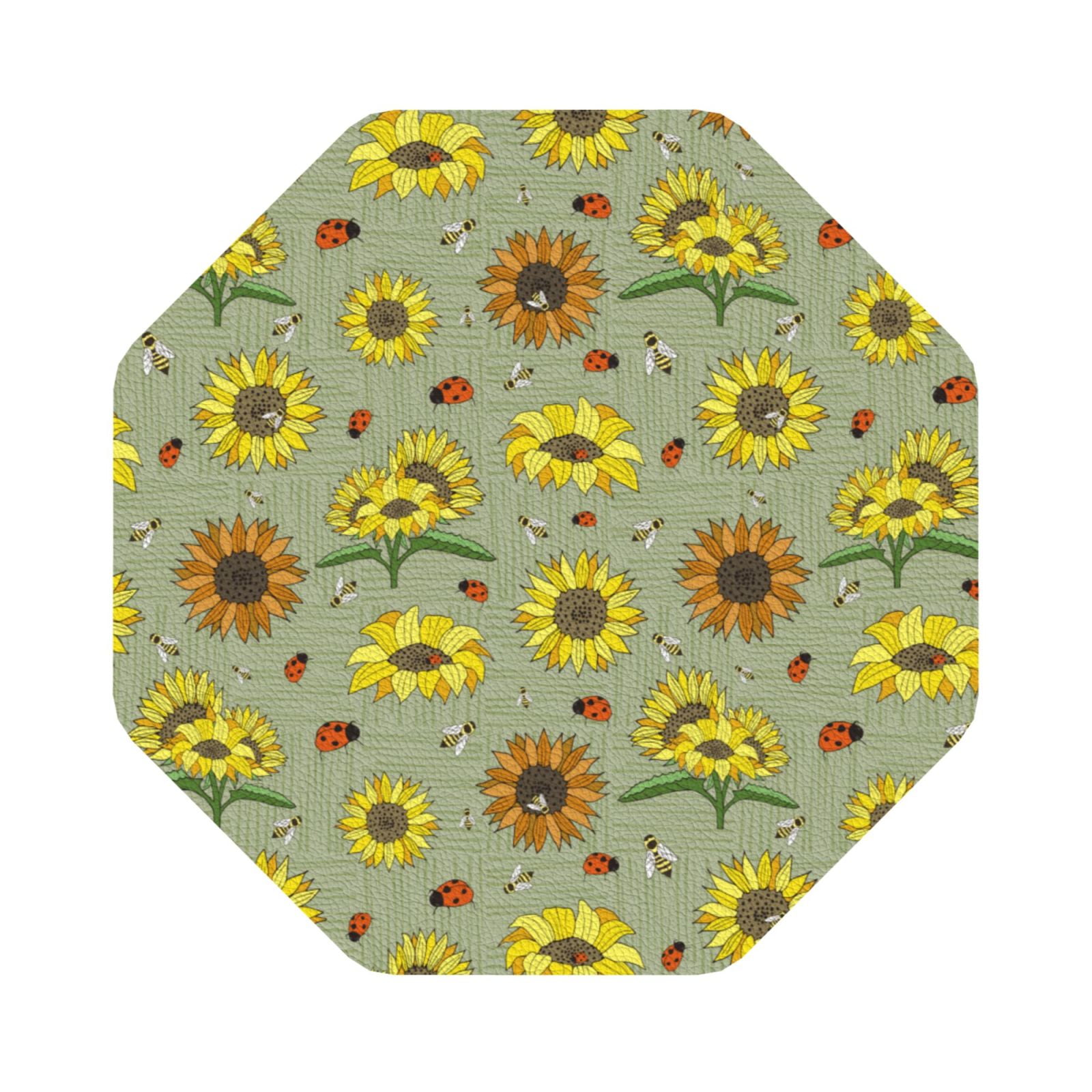 Fuzoiu Sage Green With Sunflowers Print Leather Coasters Set,Drink ...
