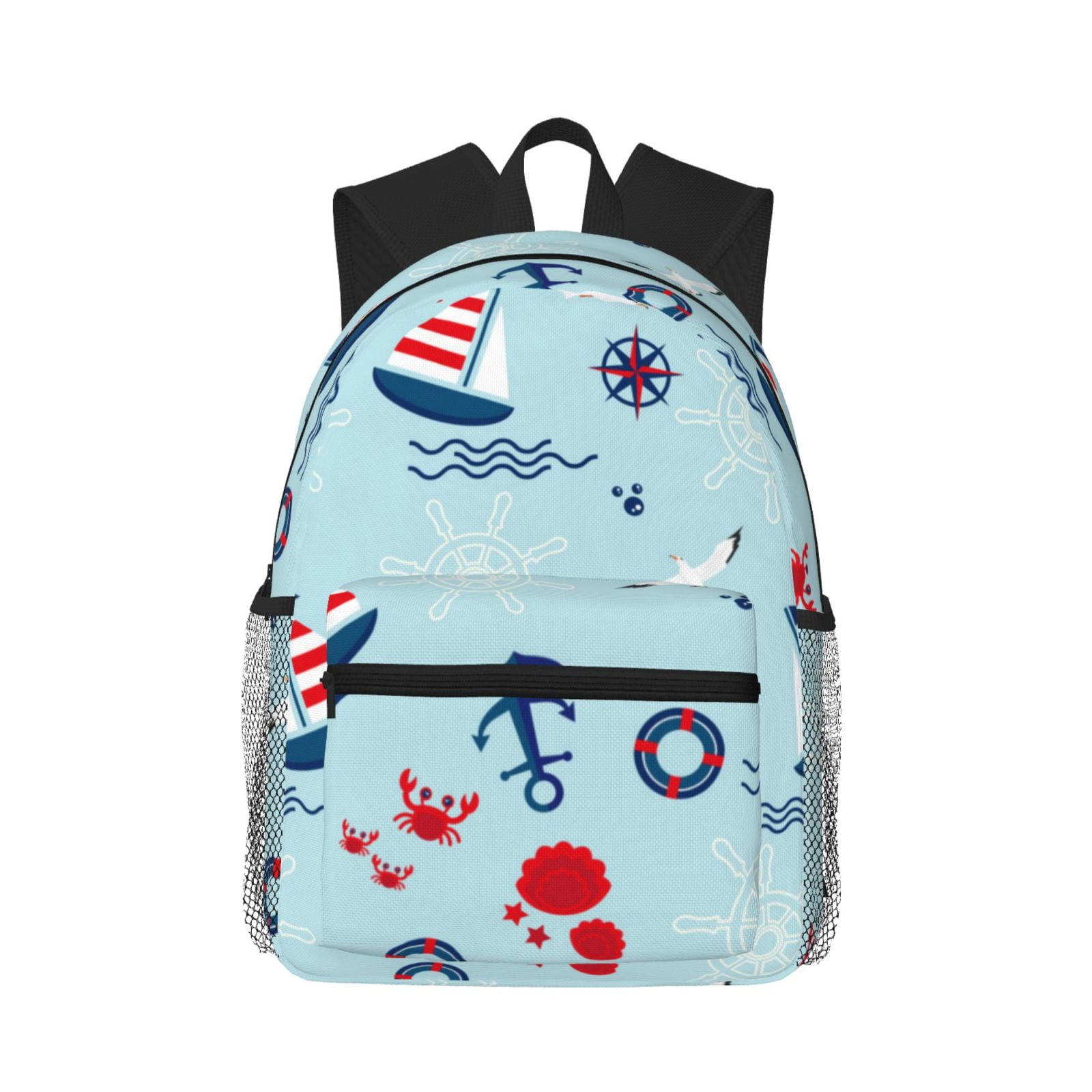Fuzoiu Sailboats Anchors Print School Backpack for Teens,Large Bookbag ...