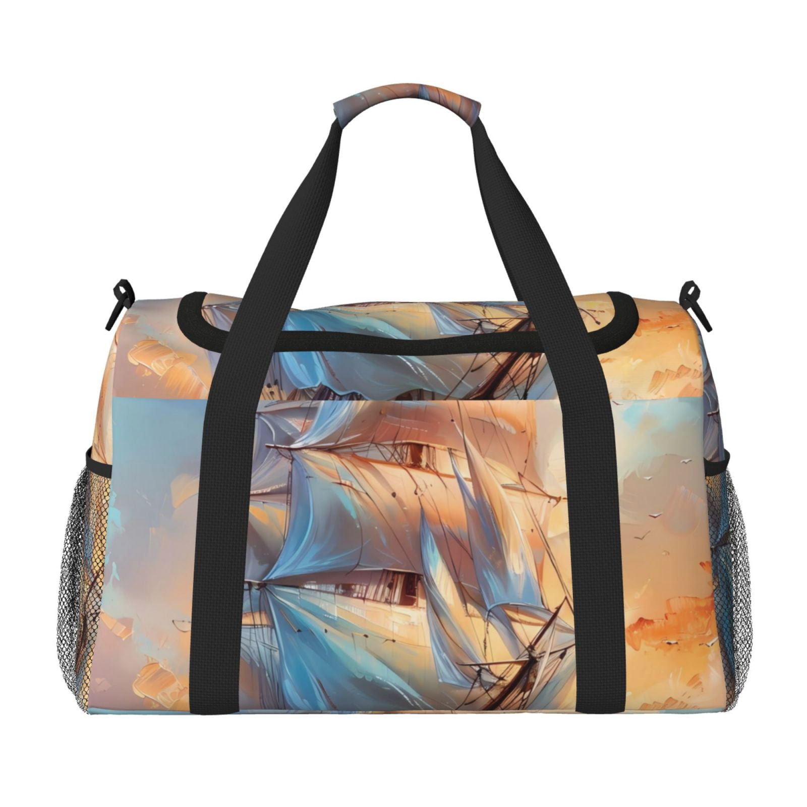 Fuzoiu Sailing Ship Ocean Sunset Print Travel Duffle Bag,Carry On Tote ...