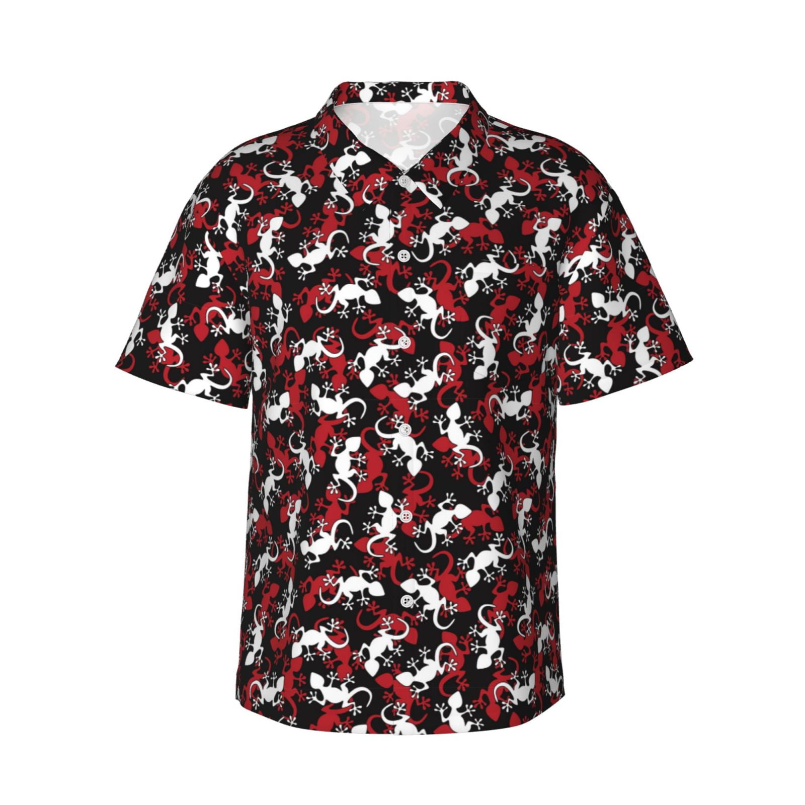 Fuzoiu Salamander Print Hawaiian Shirt for Men, Summer Beach Casual ...