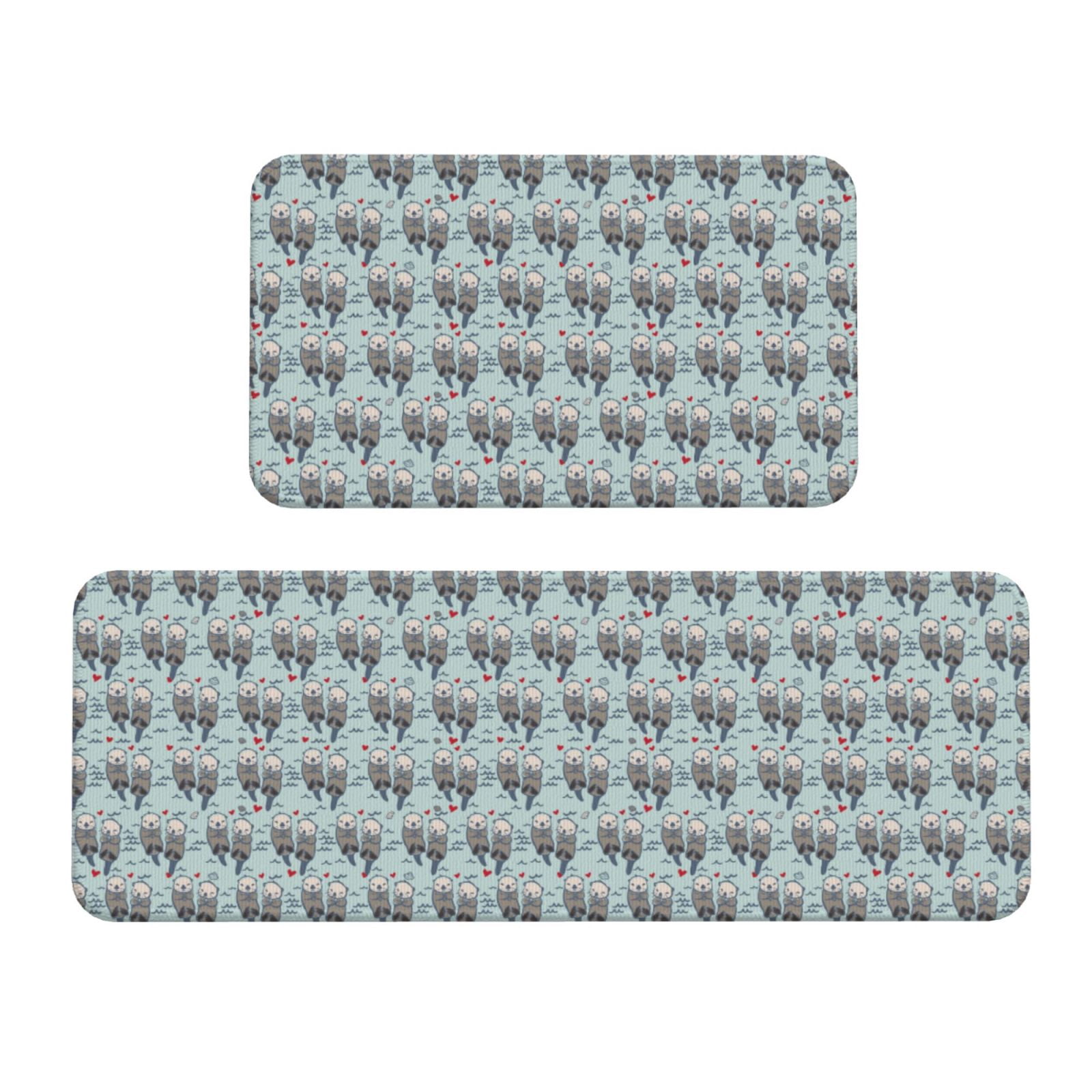 Fuzoiu Sea Otter Print Kitchen Floor Mat 2 Sets,Kitchen Rugs and Mats ...