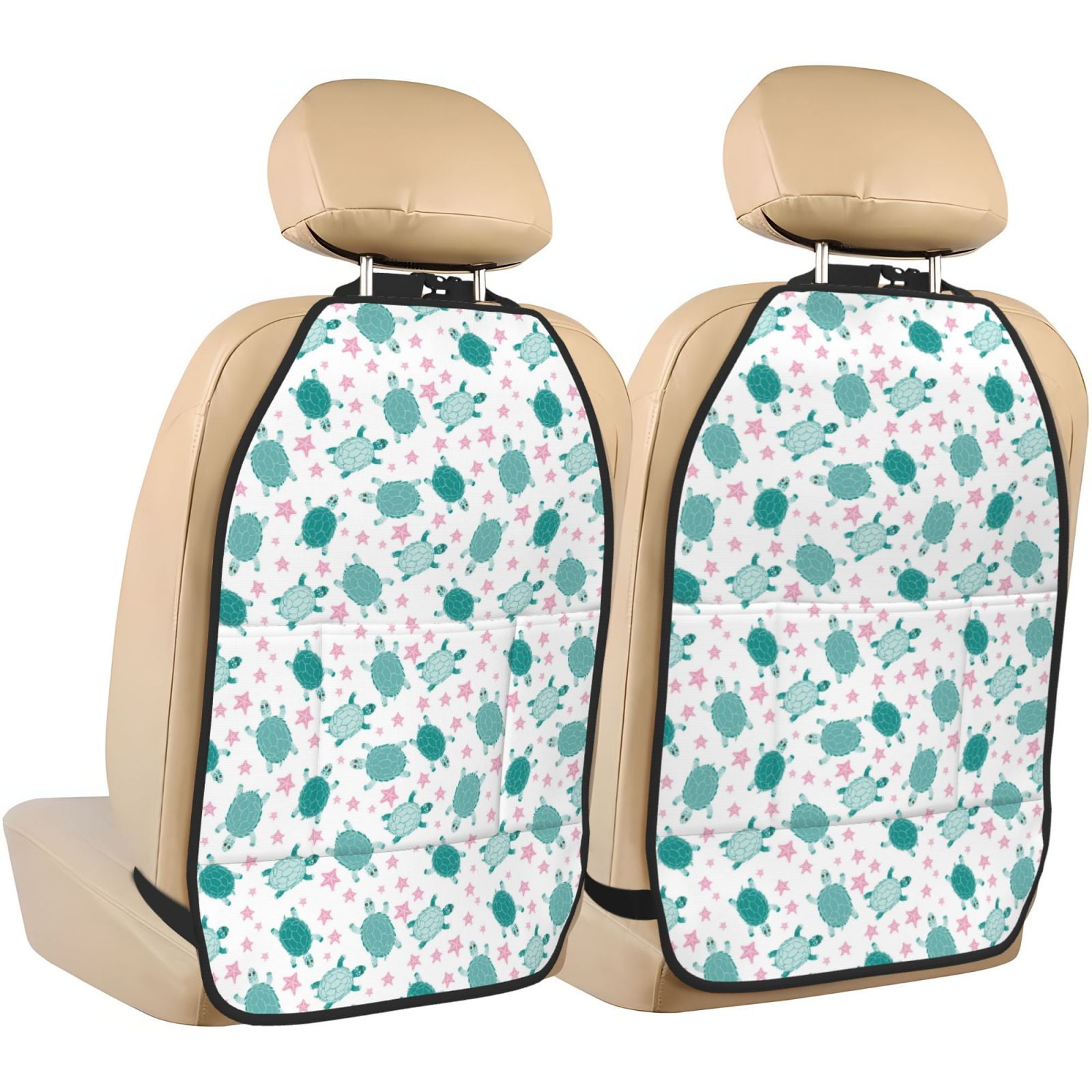 Fuzoiu Sea Turtle Print 2 Pack Kick Mat Back Seat Protector With 3 ...