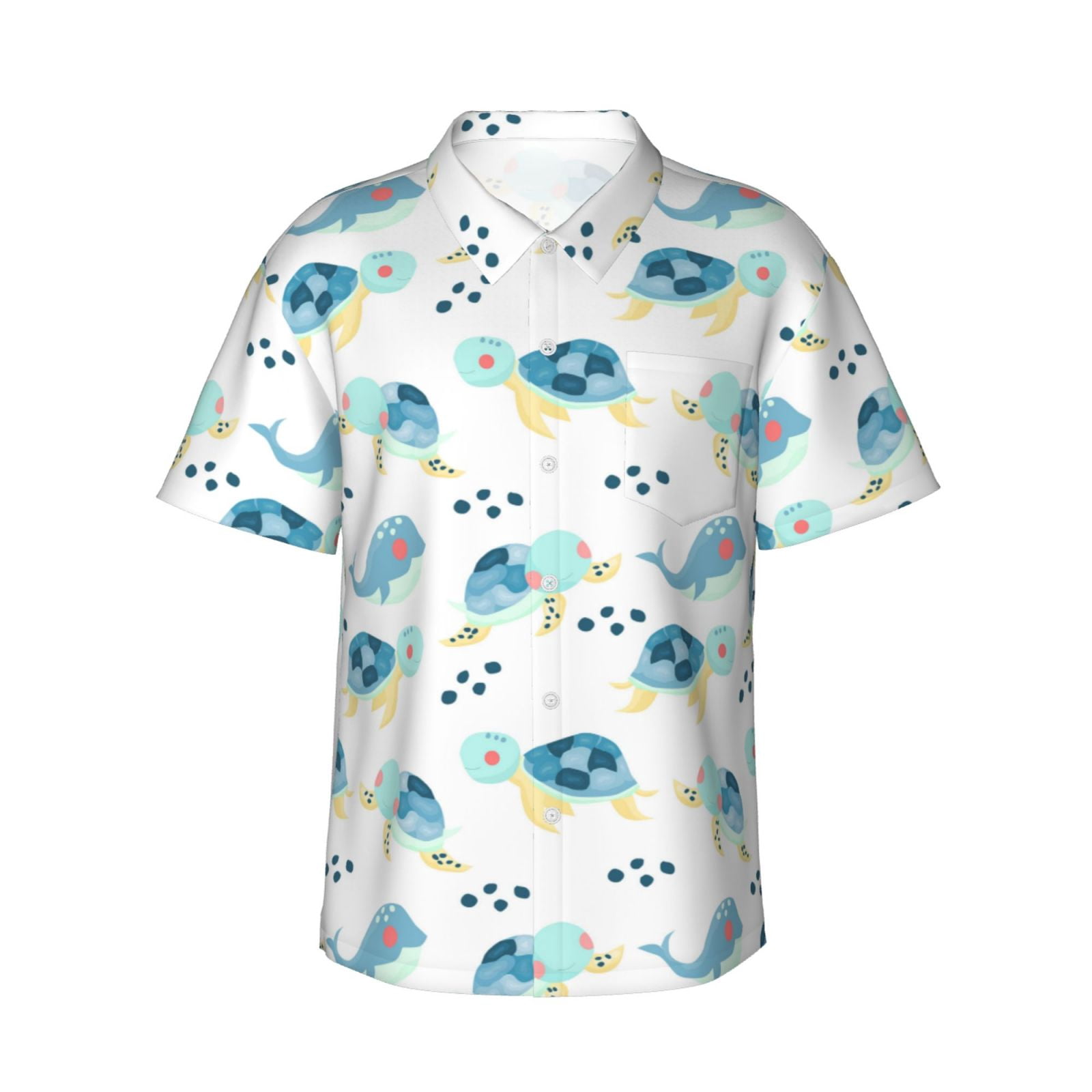 Fuzoiu Sea Turtle Print Hawaiian Shirt for Men, Summer Beach Casual ...