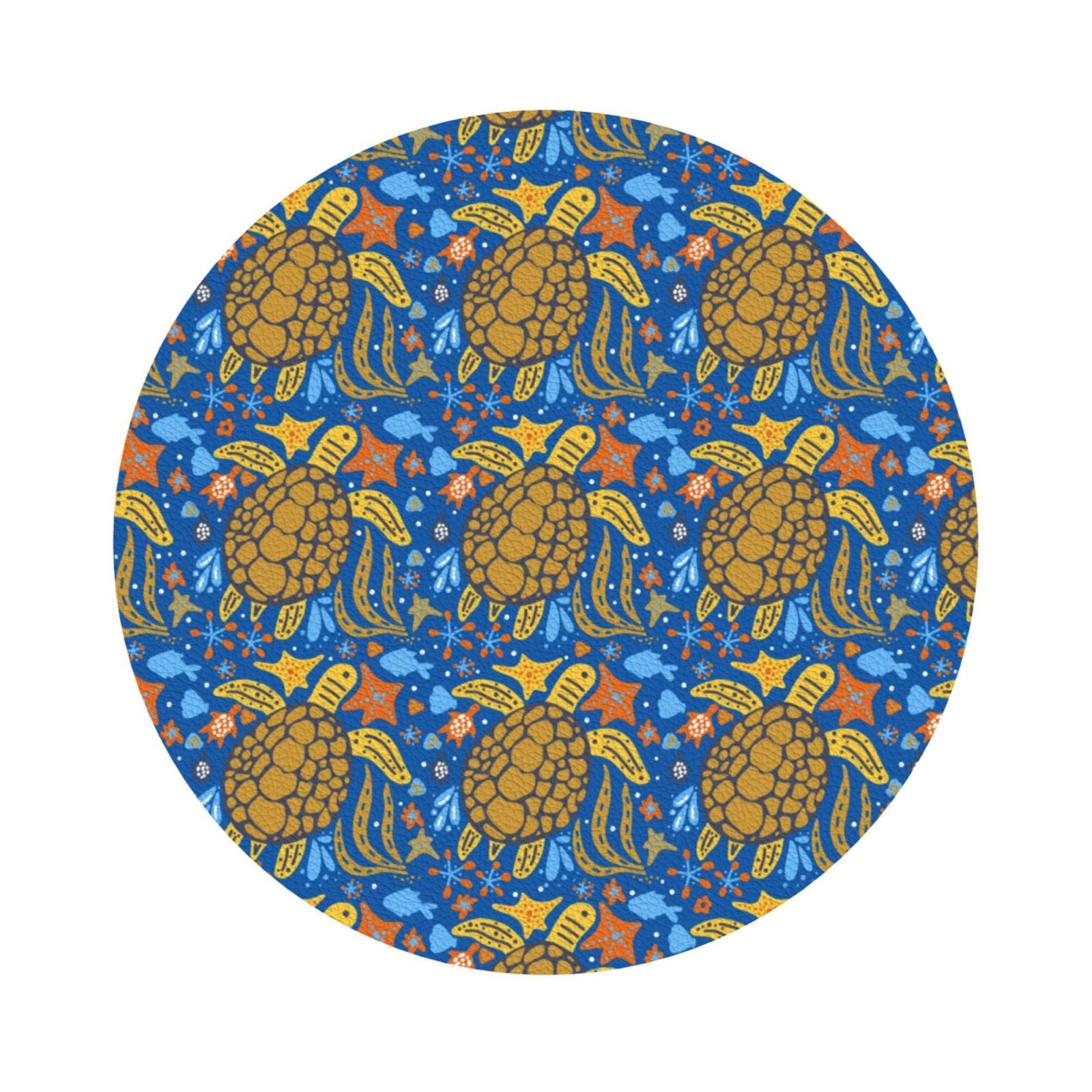 Fuzoiu Sea Turtle Print Leather Coasters Set,Drink Coasters Set of 6 ...