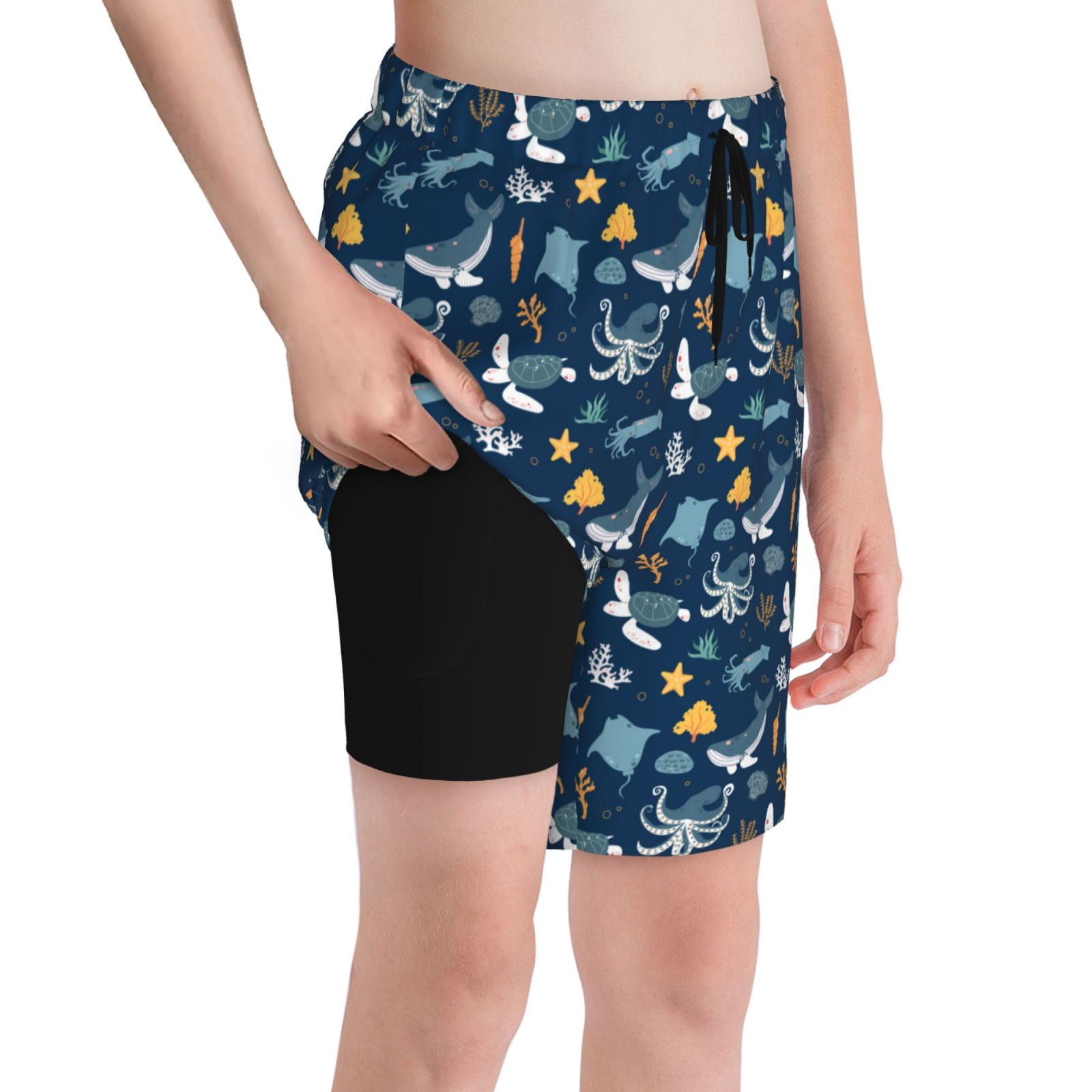 Fuzoiu Sea Turtle Print Men's Swim Trunks,Mens Bathing Suit,Mens Swim ...