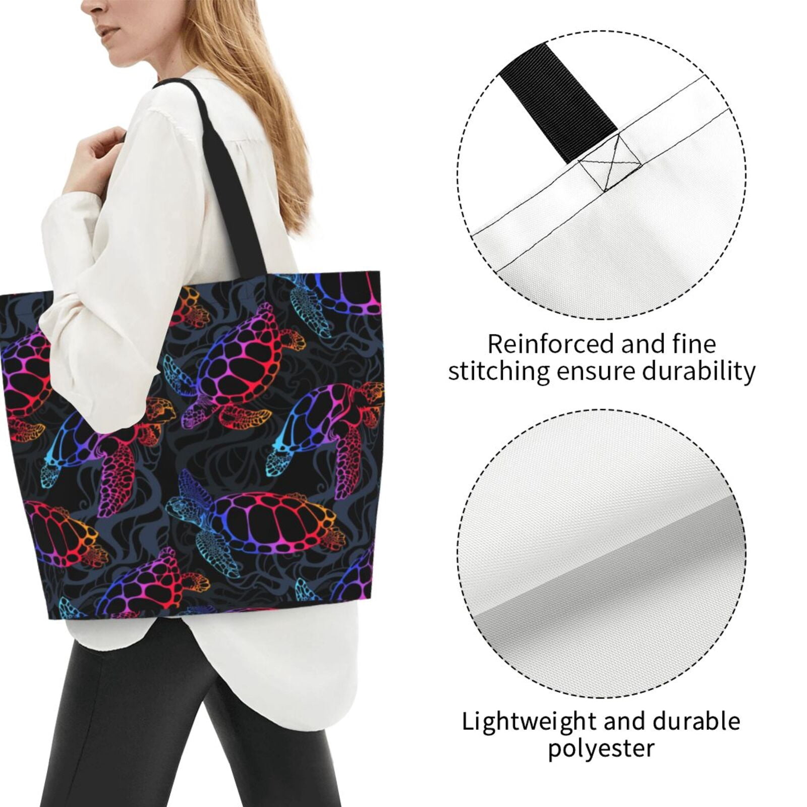 Fuzoiu Sea Turtle Print Tote Bags for Women,Shoulder Bag, Gym Tote,Top ...