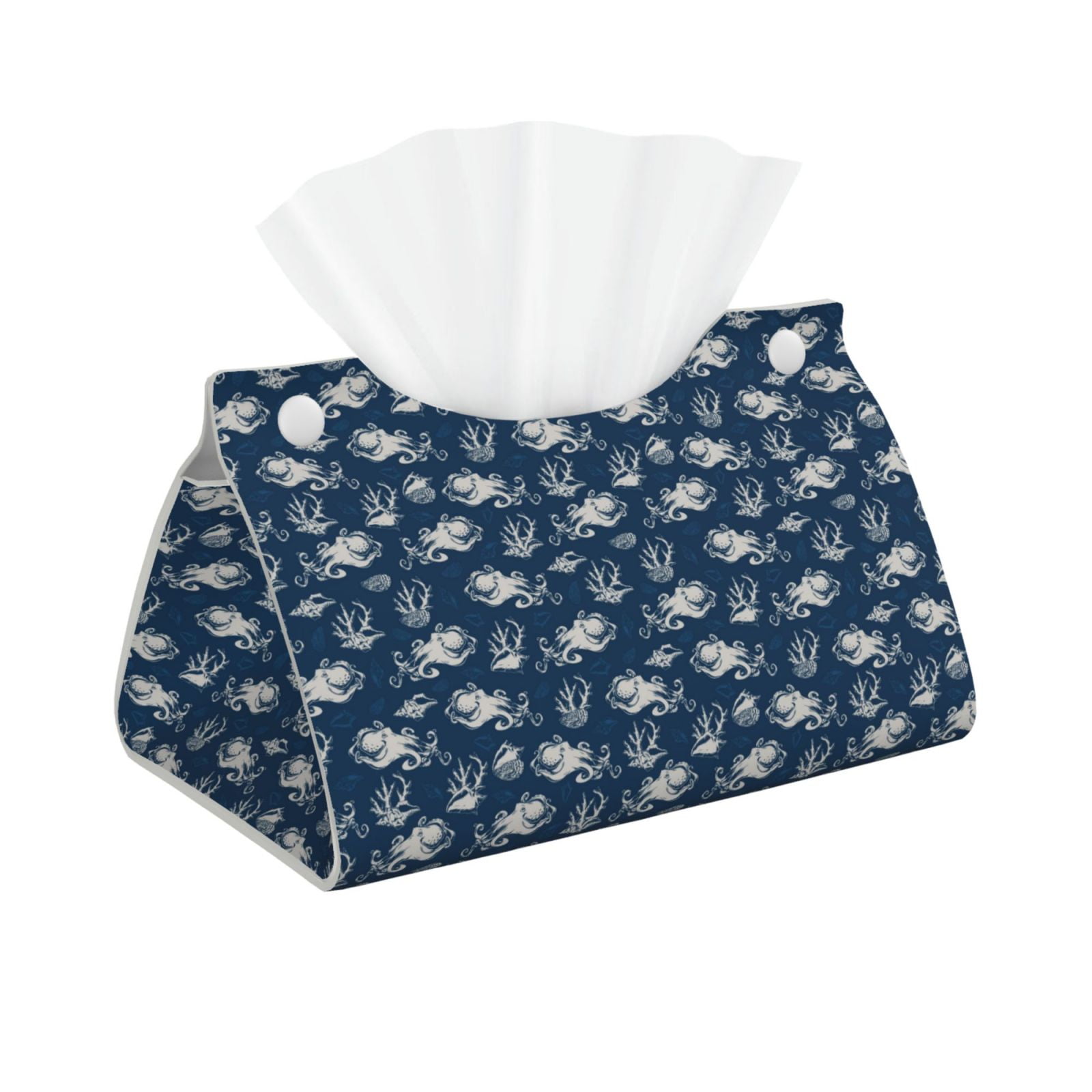 Fuzoiu Sea octopus Print Tissue Box Cover, PU Leather Tissue Holder ...