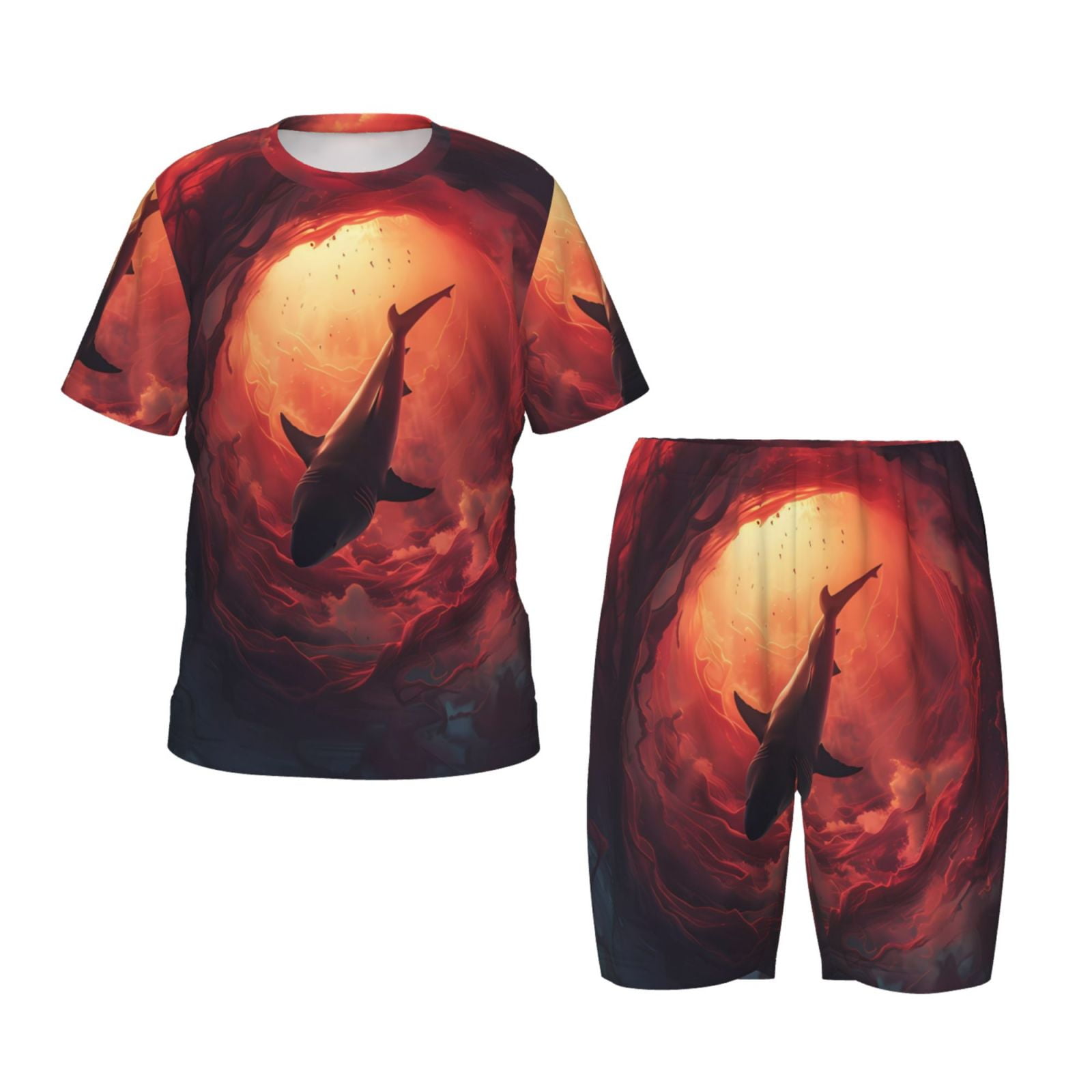 Fuzoiu Shark Underwater Vortex Print Boys Girls Pjs Sleepwear,2 Piece Pajam,Comfy Pajama Shorts ...