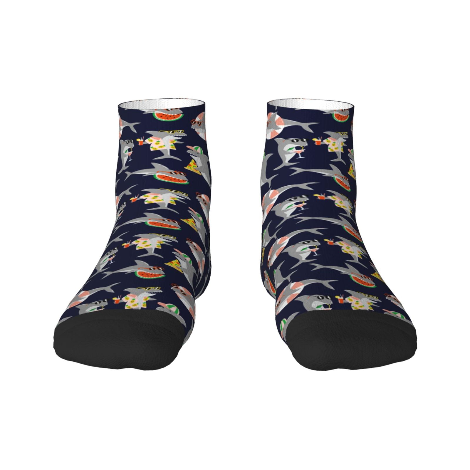 Fuzoiu Sharks In Sunglasses Print Adult Socks, Crew Moisture-wicking ...