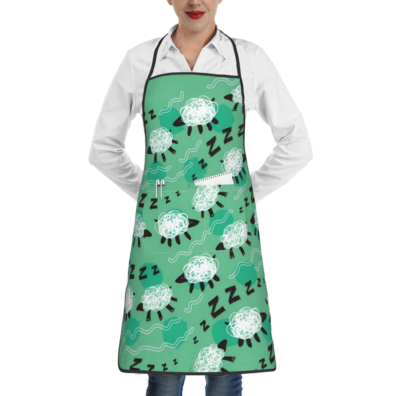 Fuzoiu Sheep Zzz Print Kitchen Cooking Aprons,Kitchen Cooking BBQ ...