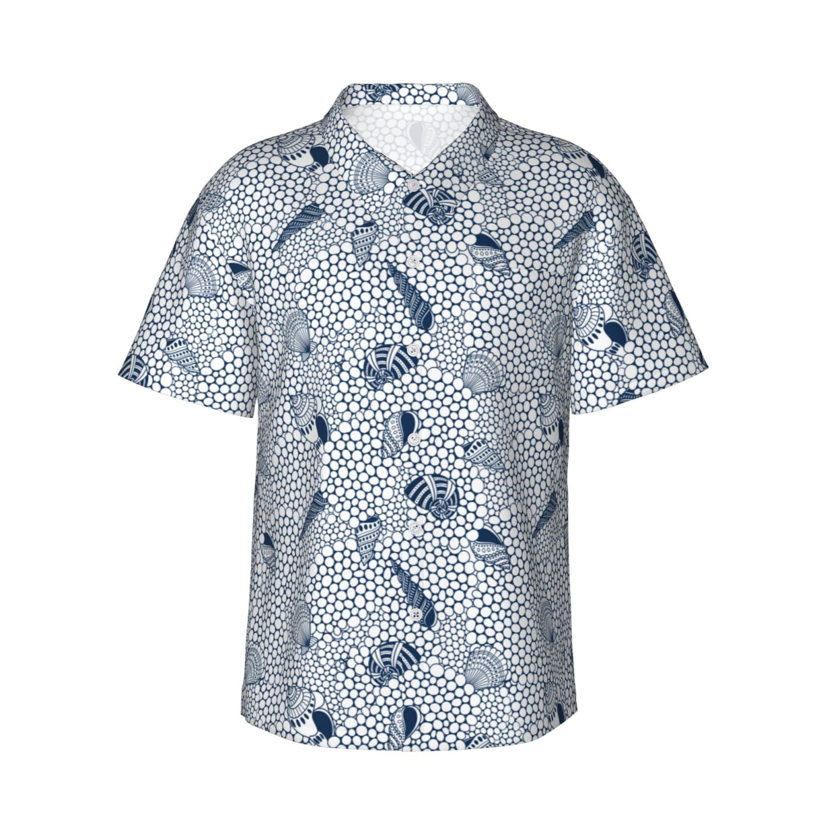 Fuzoiu Shells And Sand Print Hawaiian Shirt for Men, Summer Beach ...