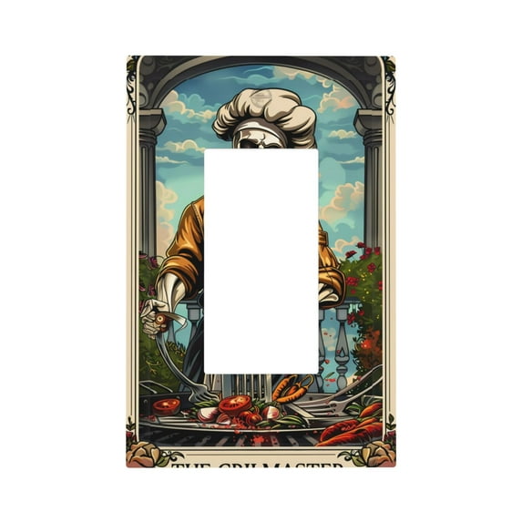 Fuzoiu Skeleton Chef BBQ Scene Print Single Duplex Outlet Cover Plate ...