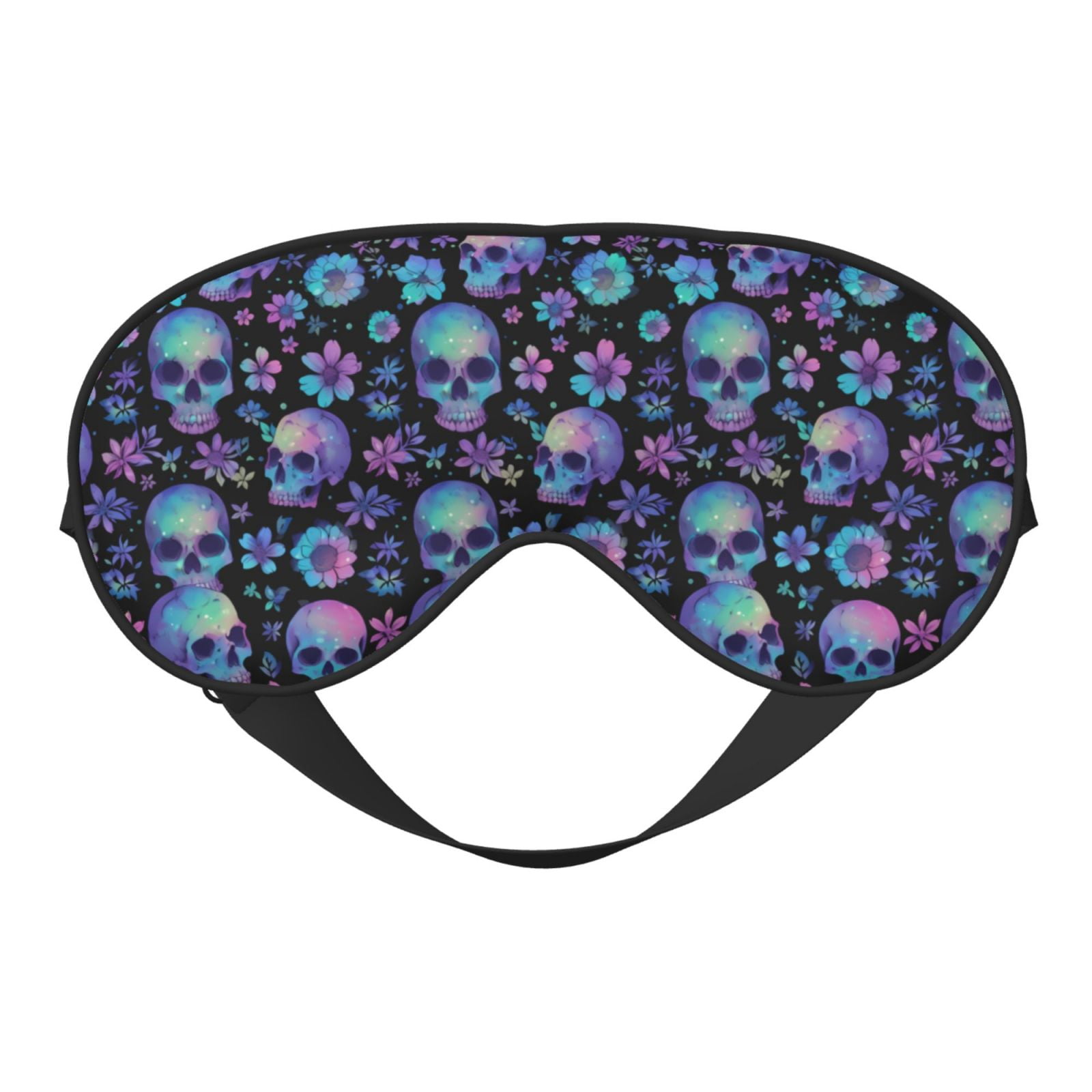 Fuzoiu Skull Flower Blue Print Sleep Masks,Eye Masks with Adjustable ...