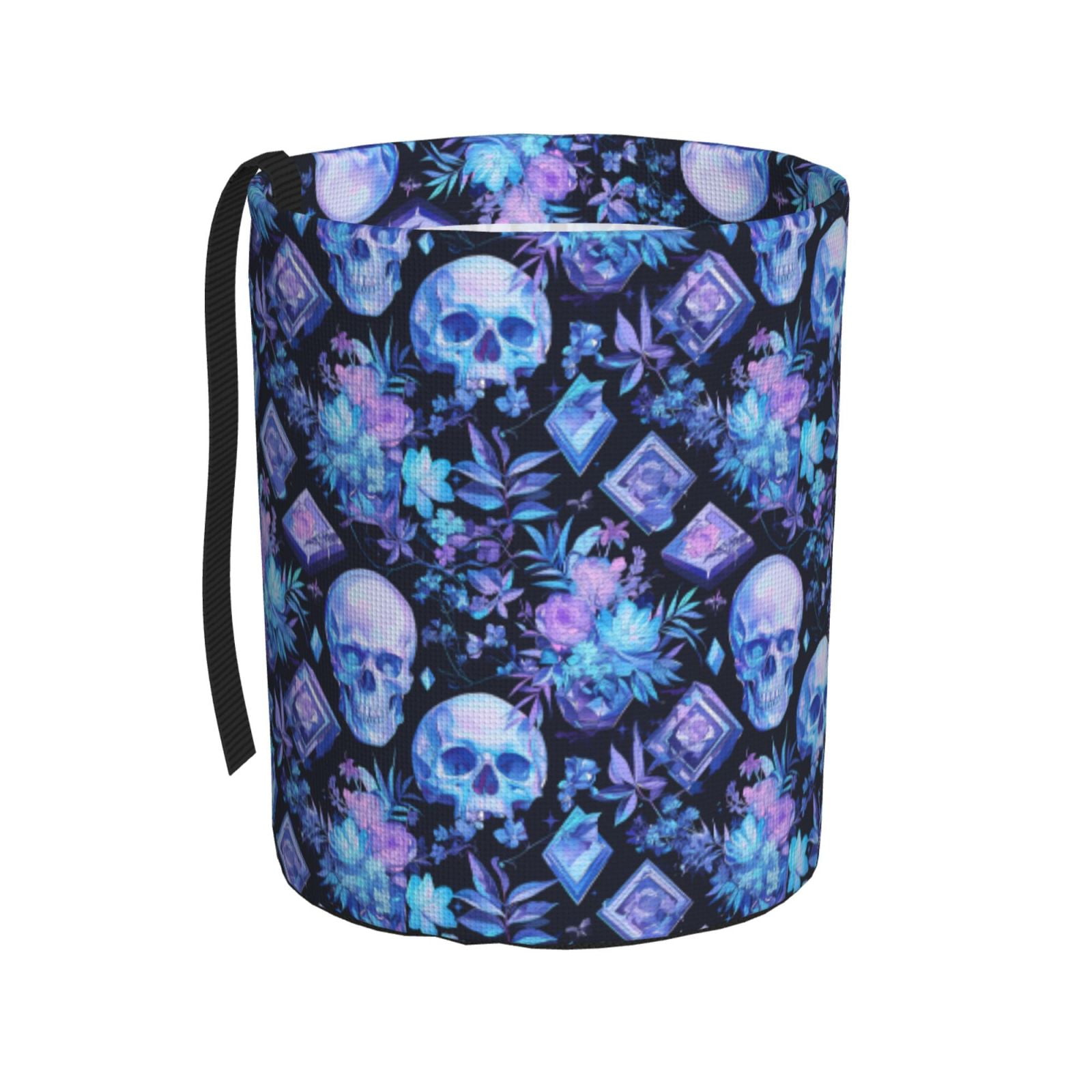 Fuzoiu Skull blue crystal flower Print Car Trash Can,Leakproof Car ...