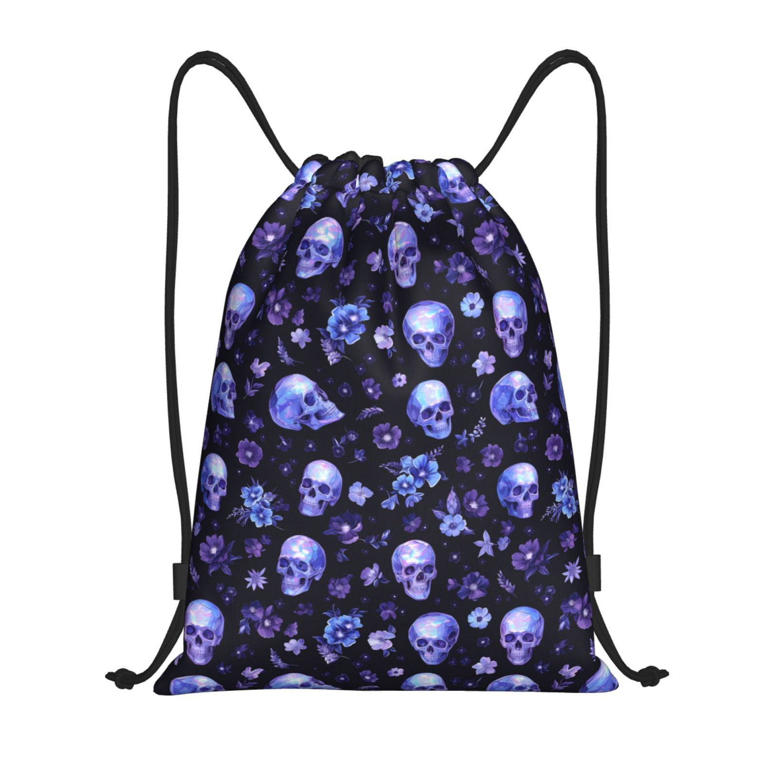 Fuzoiu Skull flower leaf purple Print Drawstring Backpack for Gym ...