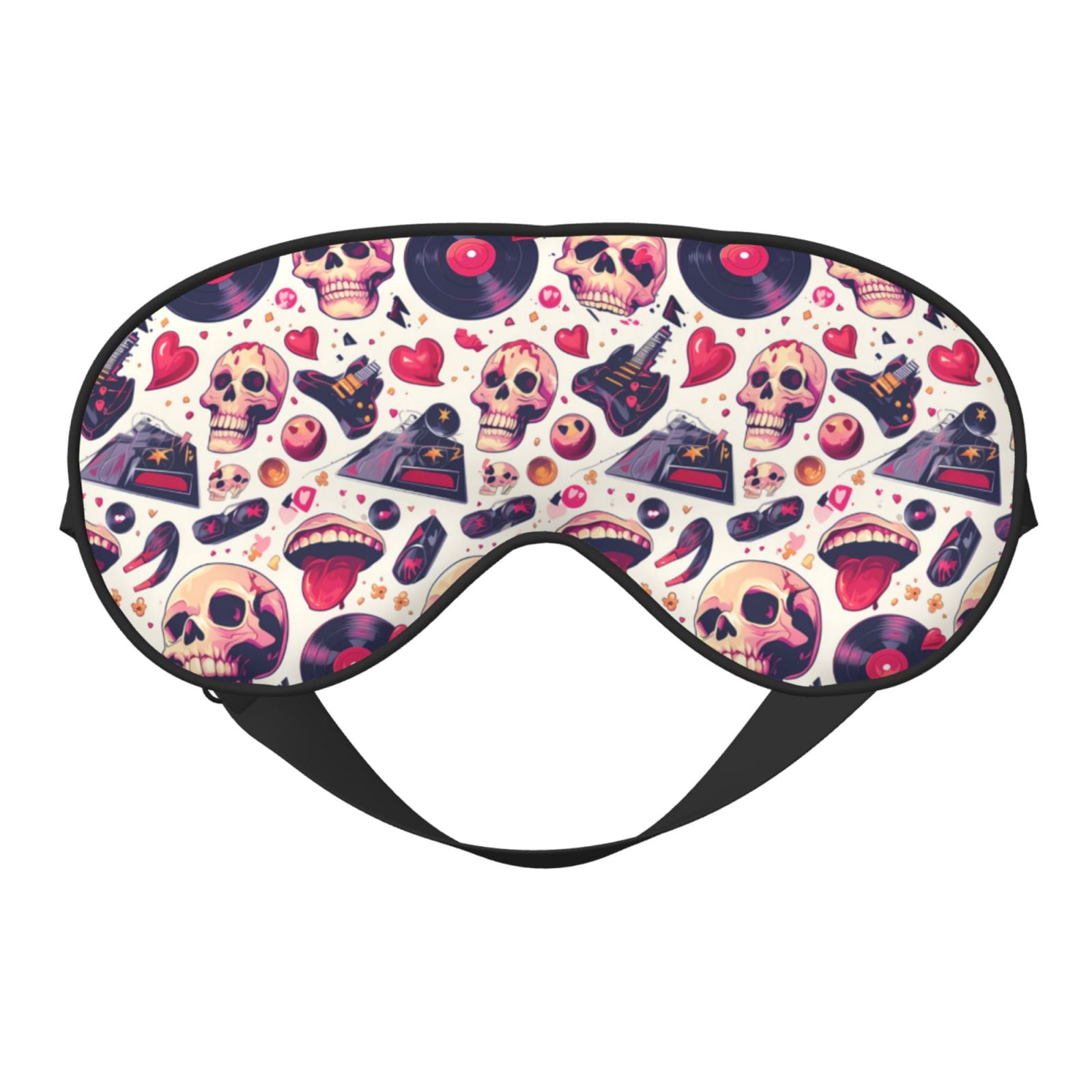 Fuzoiu Skull lips record Guitar Print Sleep Masks,Eye Masks with ...