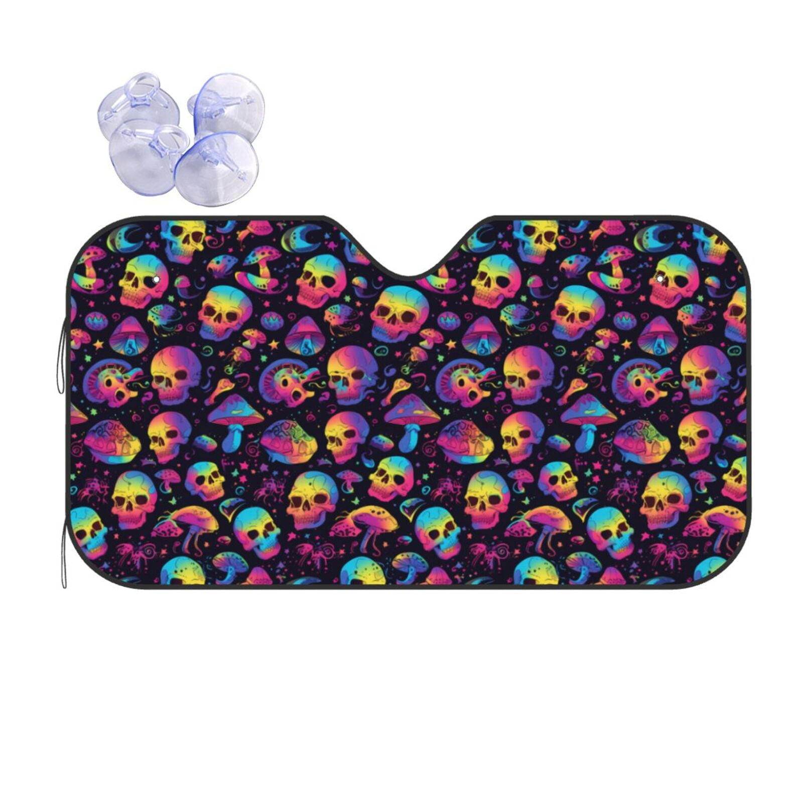 Fuzoiu Skull mushroom rainbow color Print Car Windshield Sun Shade ...