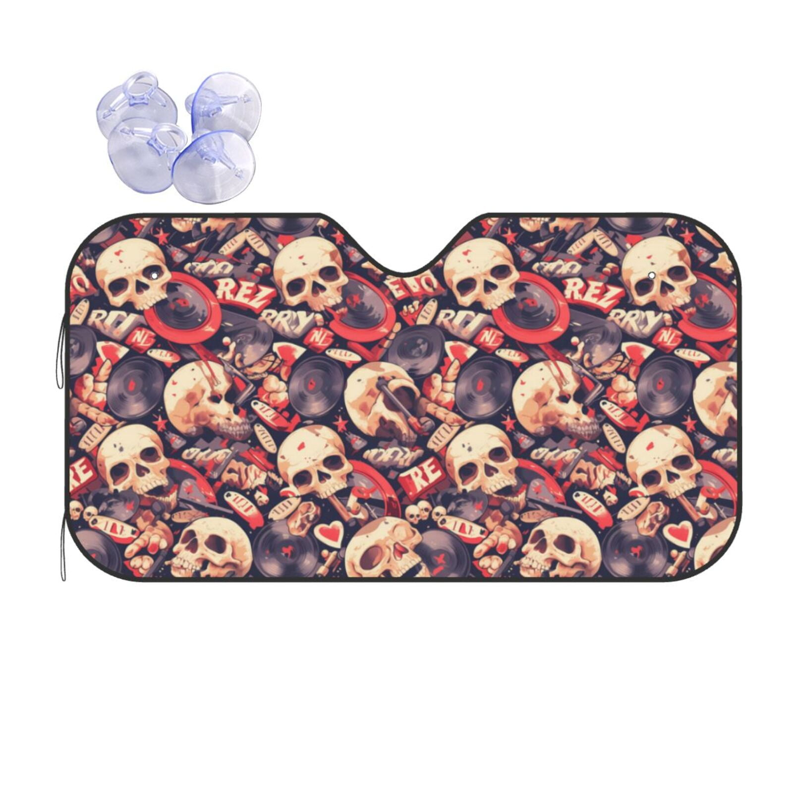 Fuzoiu Skull rock record artist Print Car Windshield Sun Shade,Block Uv ...