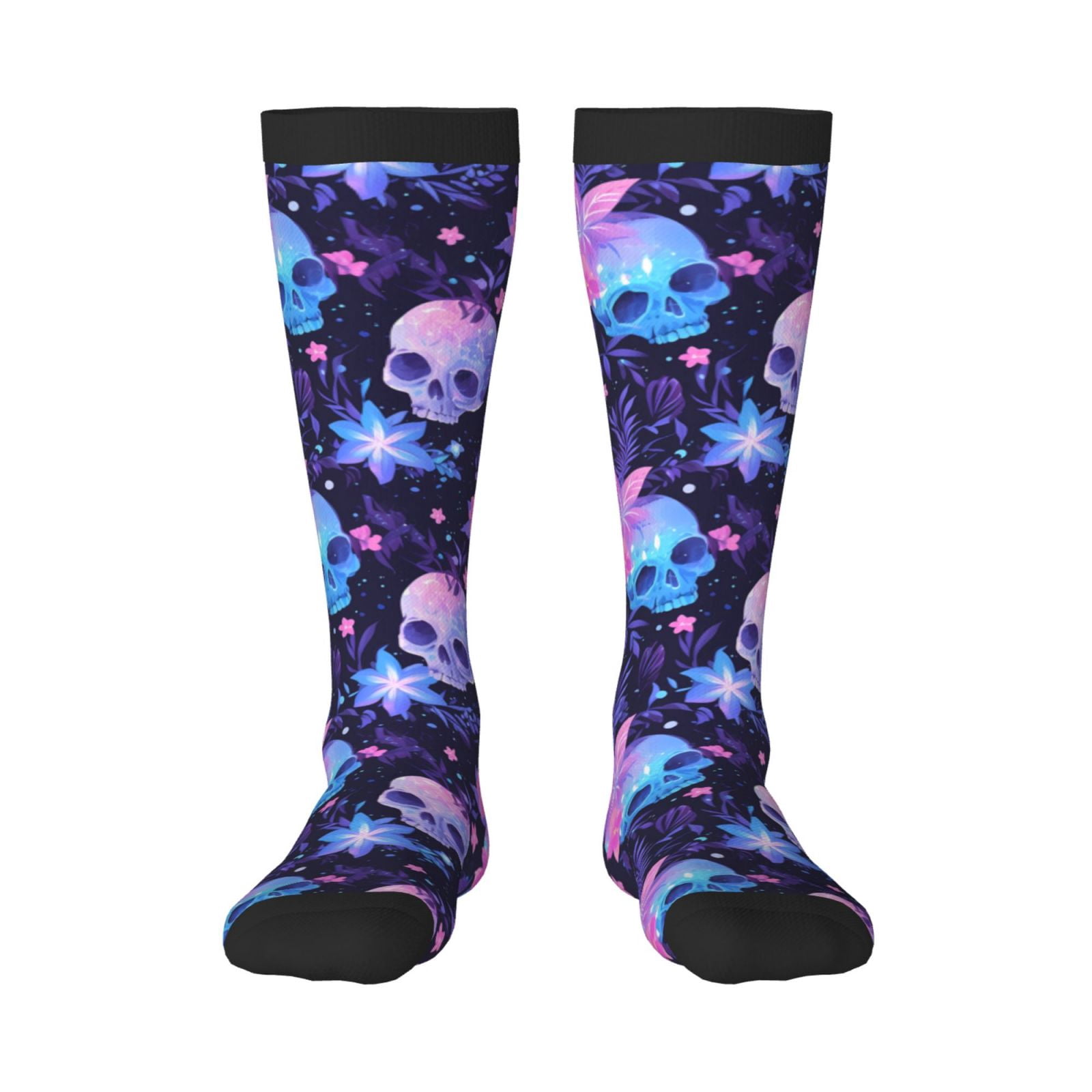 Fuzoiu Skull starry sky flower leaf Print Adult Stockings,Crew Socks ...