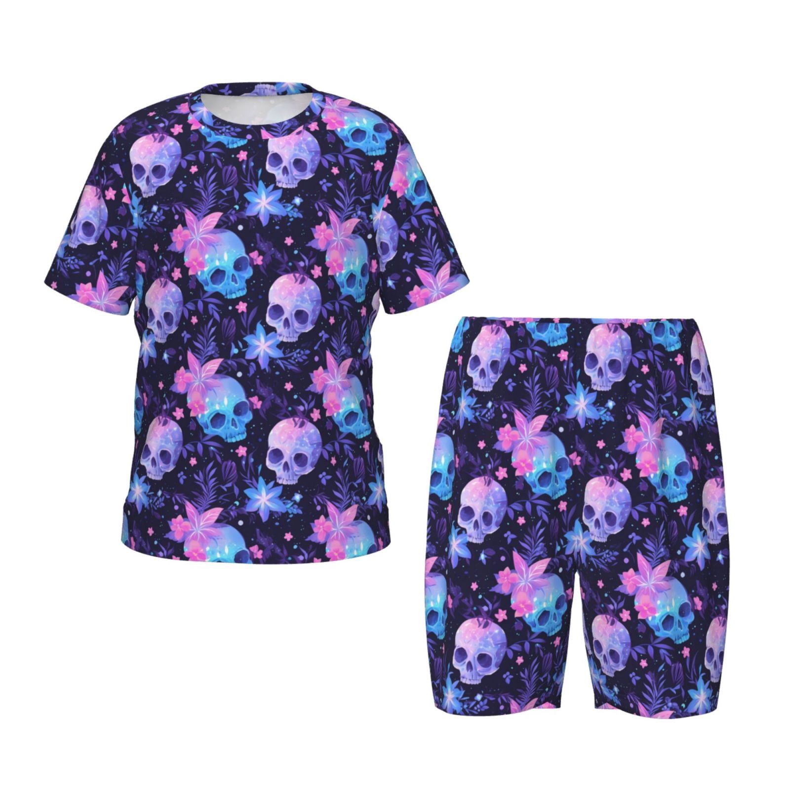 Fuzoiu Skull starry sky flower leaf Print Boys Girls Pjs Sleepwear,2 ...