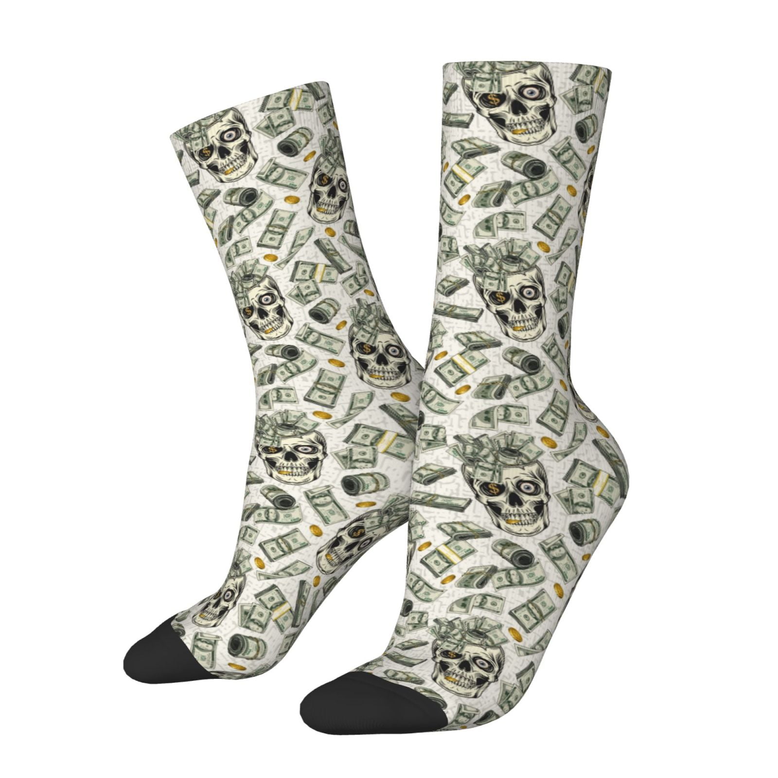 Fuzoiu Skull with Cash Print Athletic Crew Socks for Men & Women,Casual ...
