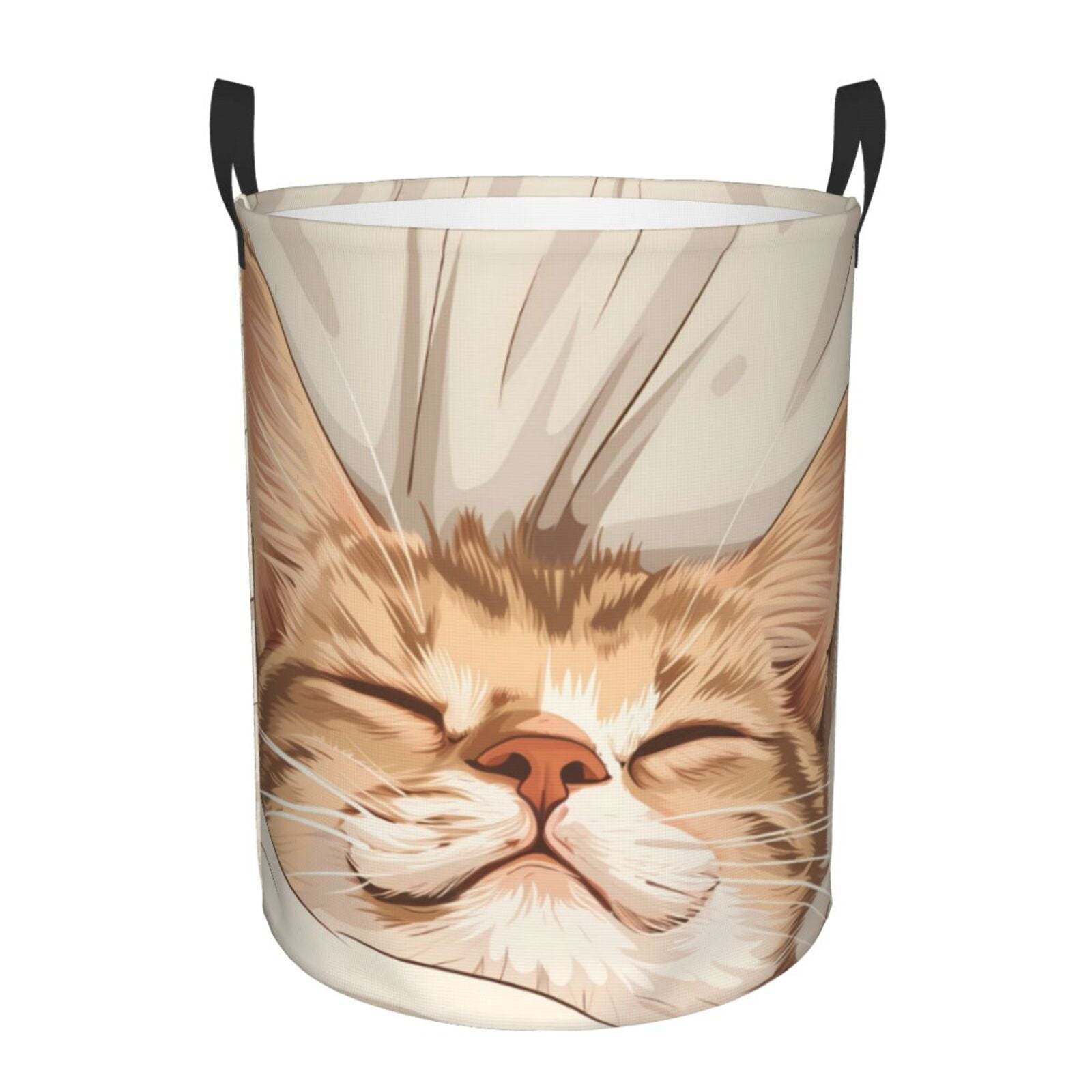 Fuzoiu Sleeping Cat In Blanket Print Circular Hamper,Laundry Basket ...