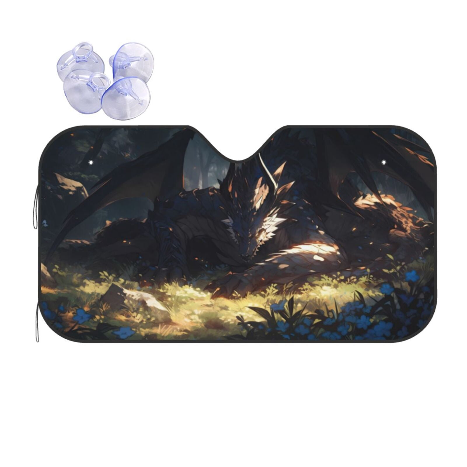 Fuzoiu Sleeping Dragon In Forest Print Car Windshield Sun Shade,Block ...