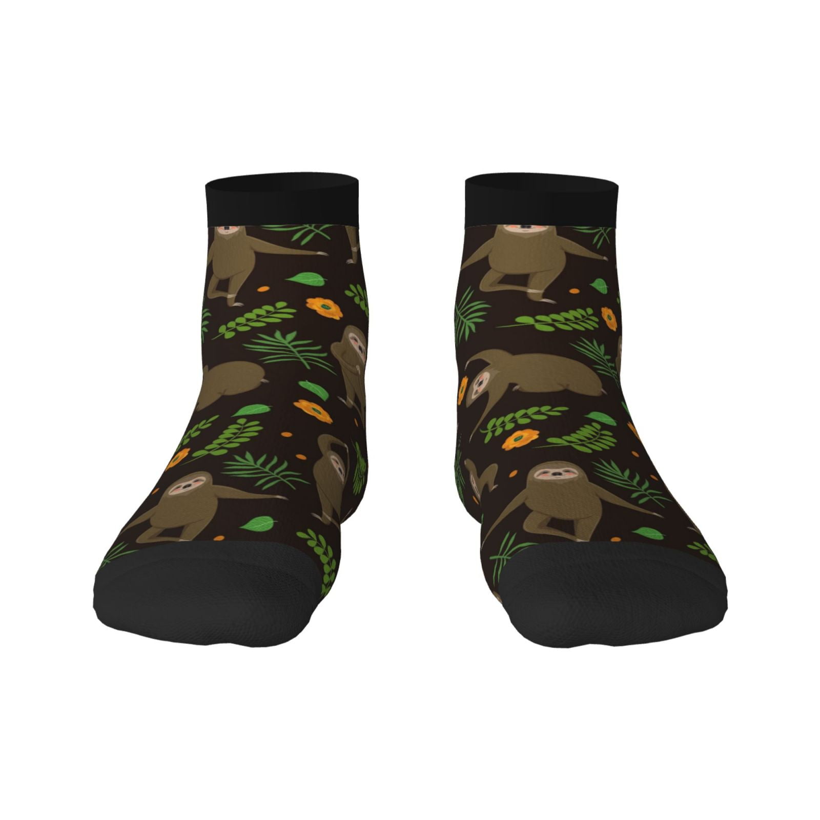 Fuzoiu Sloth Doing Yoga Print Adult Socks, Crew Moisture-wicking Socks ...