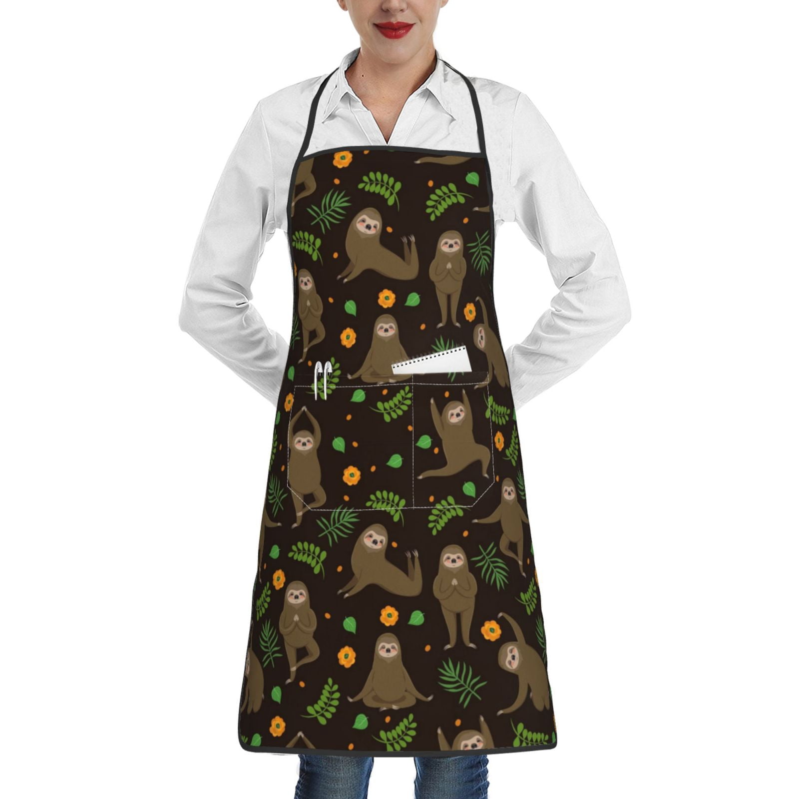 Fuzoiu Sloth Doing Yoga Print Kitchen Cooking Aprons,Kitchen Cooking ...