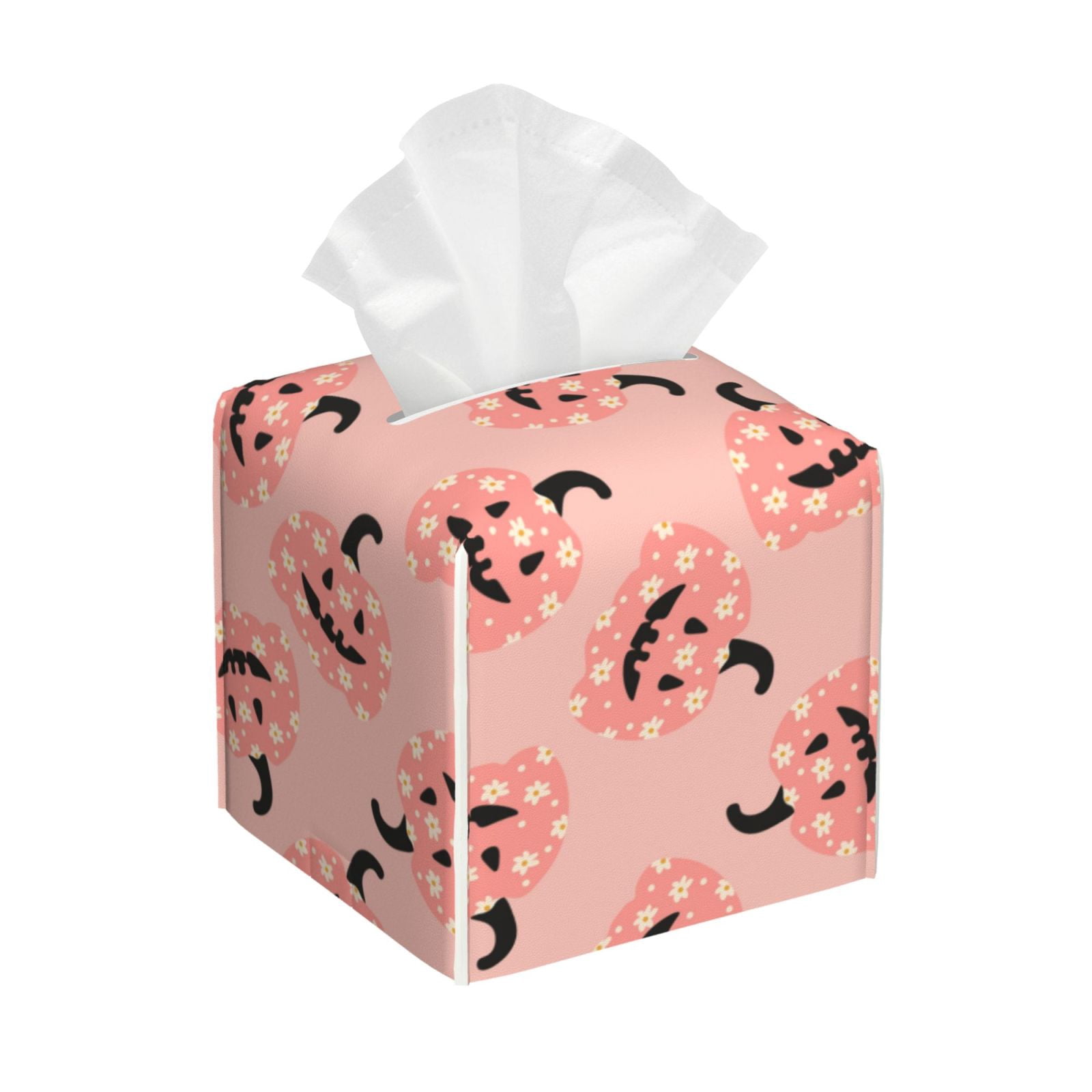 Fuzoiu Smiling Pink Pumpkins Print Tissue Box Cover Holder, Square ...