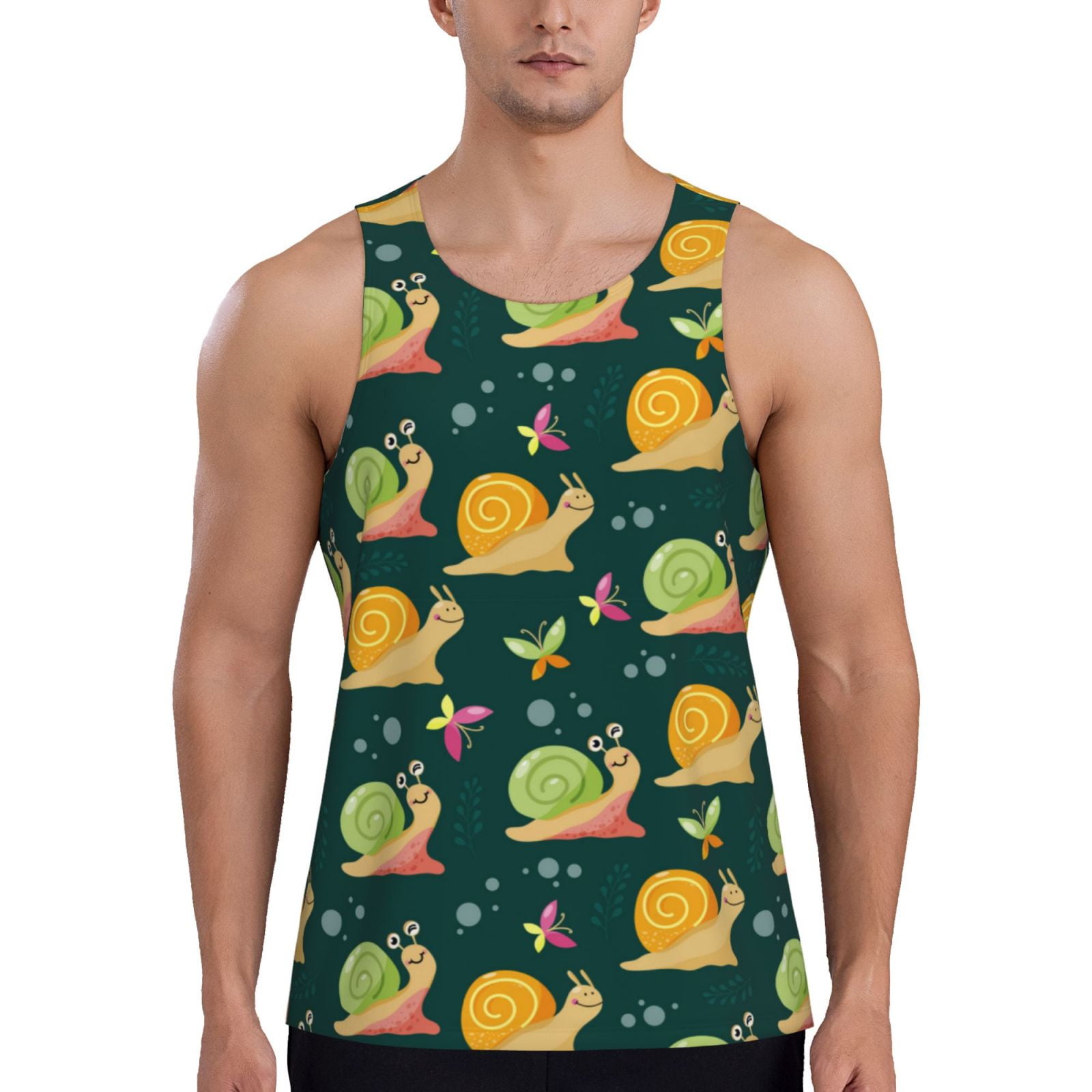 Fuzoiu Snails And Butterfies Print Men's Workout Tank Tops,Sleeveless ...
