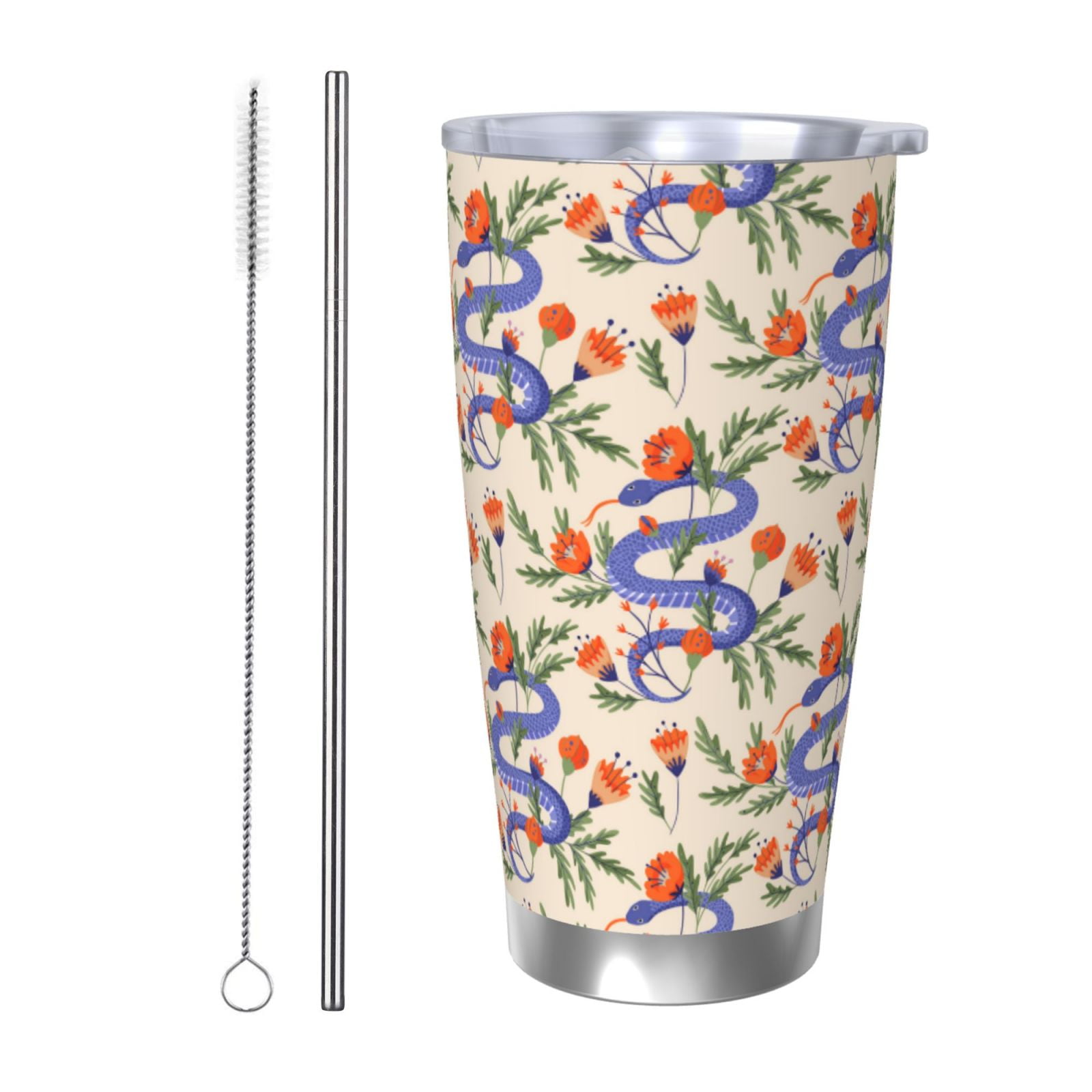 Fuzoiu Snake Print 20oz Tumbler, Stainless Steel Vacuum Insulated Car ...