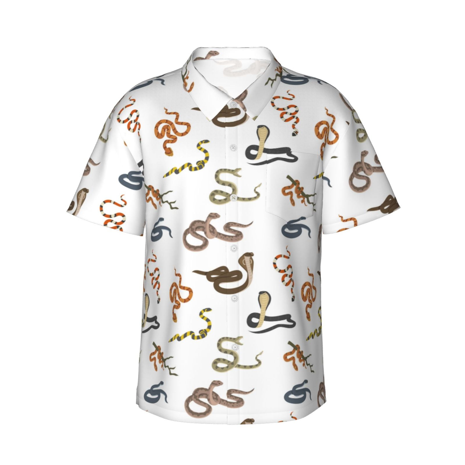 Fuzoiu Snake Print Hawaiian Shirt for Men, Summer Beach Casual Short ...
