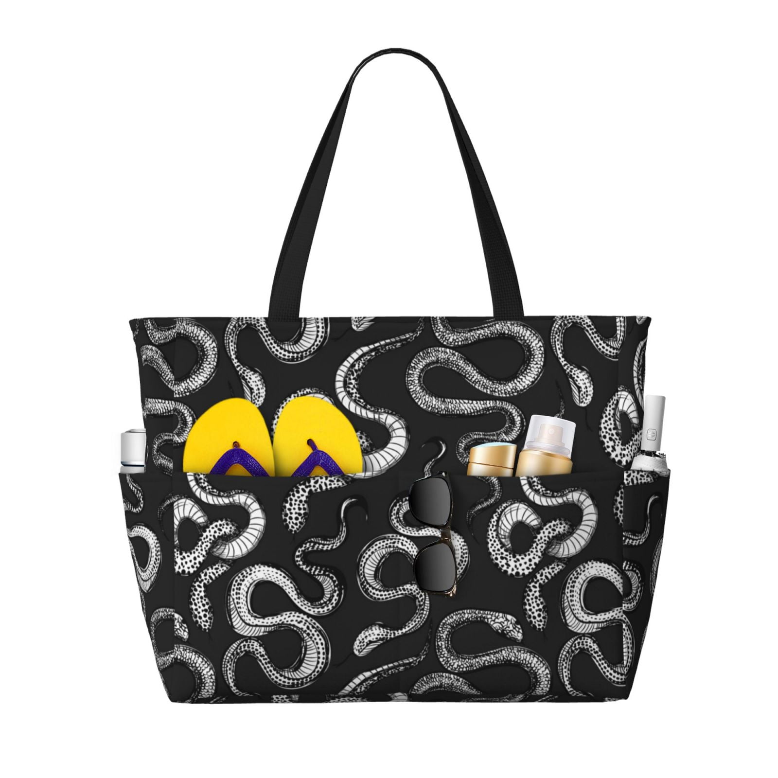 Fuzoiu Snake Print Waterproof Beach Tote Bag for Women Girls with ...