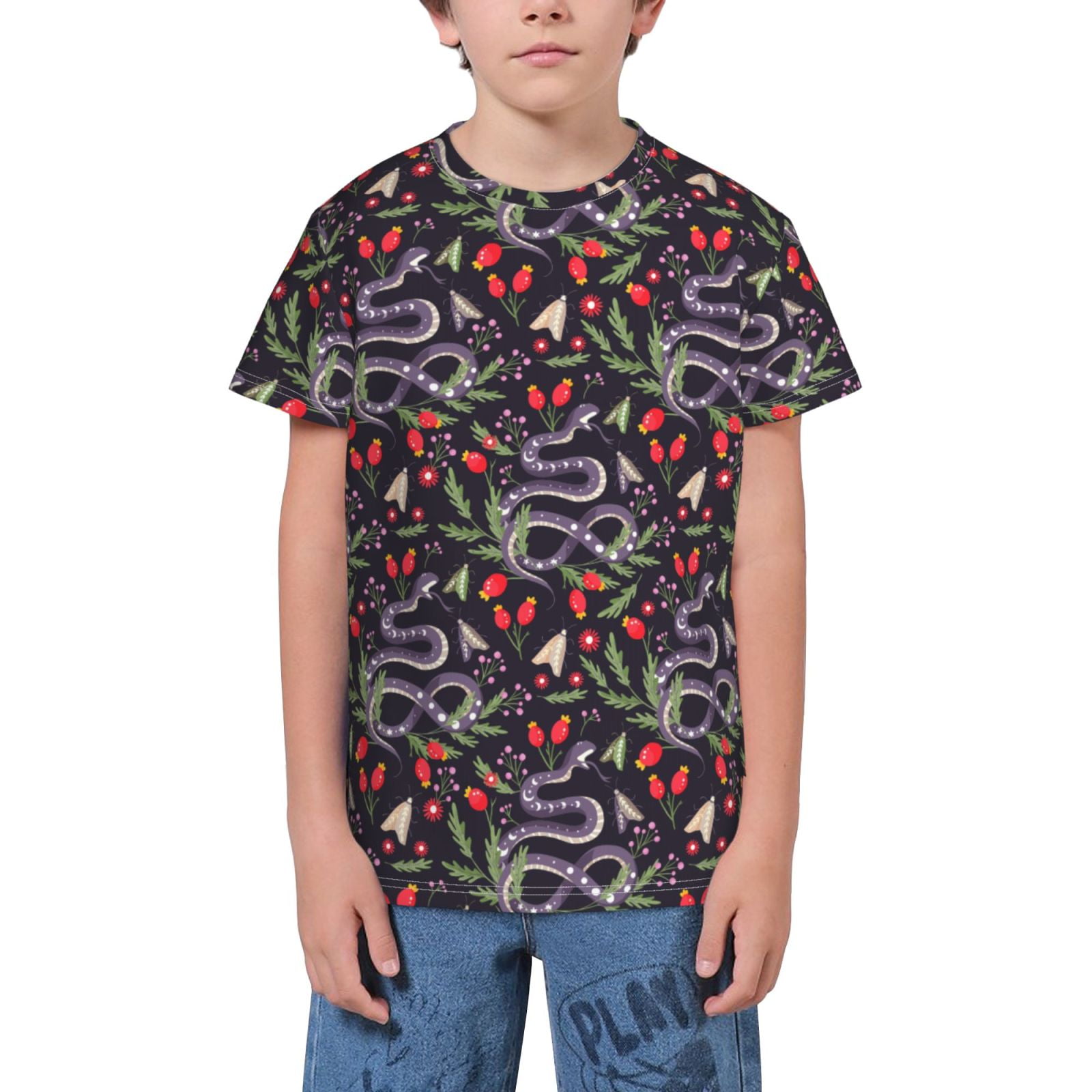 Fuzoiu Snakes And Snake Fruit Print Youth Short Sleeve T-Shirt,Youth ...