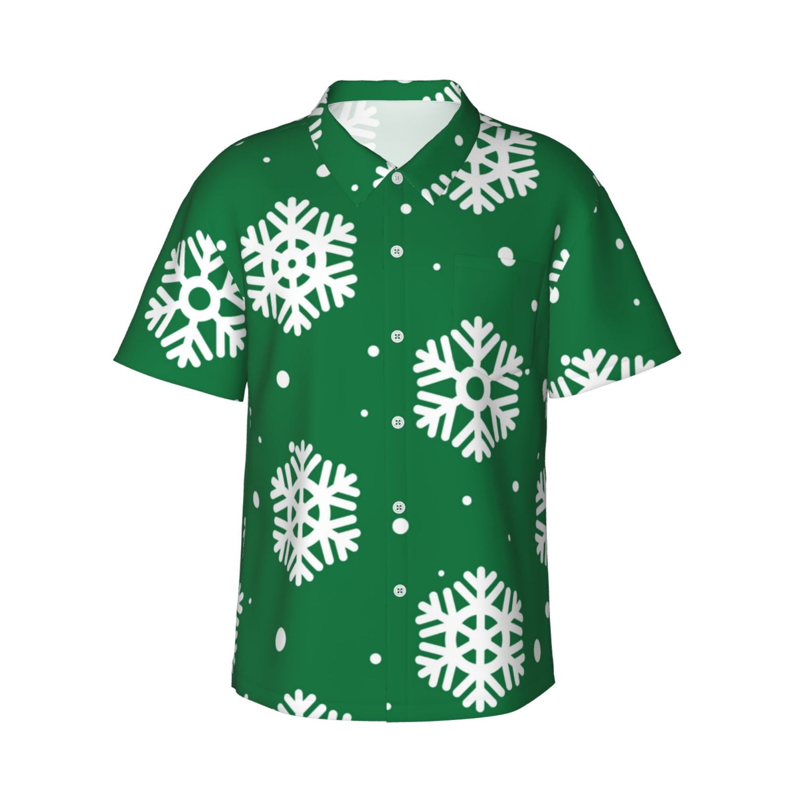 Fuzoiu Snowflake Print Hawaiian Shirt for Men, Summer Beach Casual ...