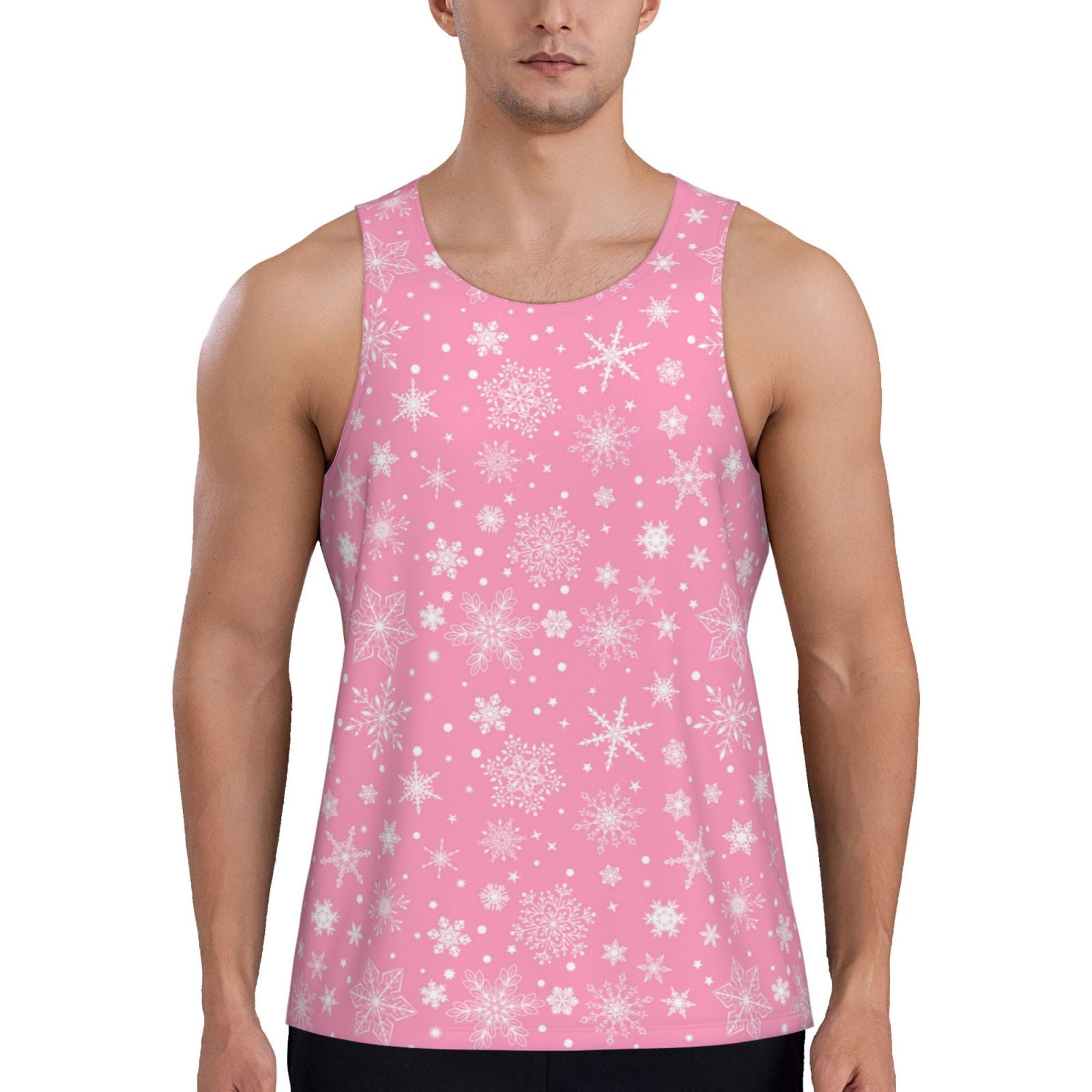 Fuzoiu Snowflake pink backgrounds Print Men's Workout Tank Tops ...