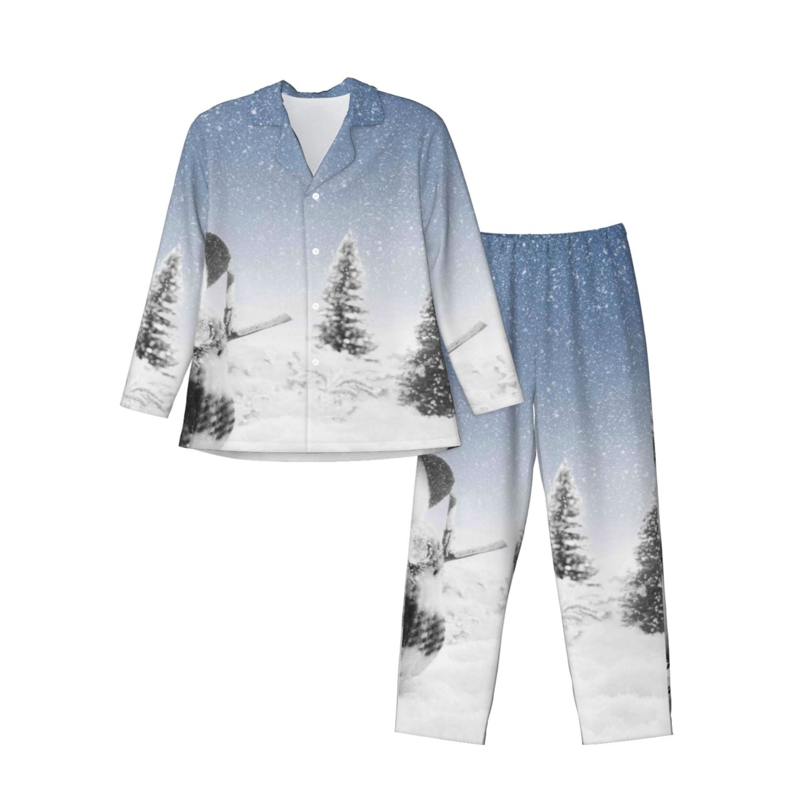 Fuzoiu Snowman And Christmas Tree Print Men's Long-Sleeved Pajama ...