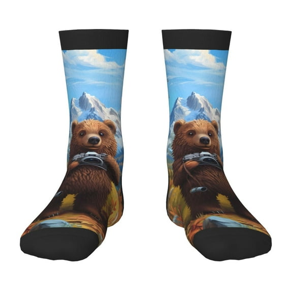 Fuzoiu Snowy Mountain Photography Bear Print Kids Socks For Boys Girls ...