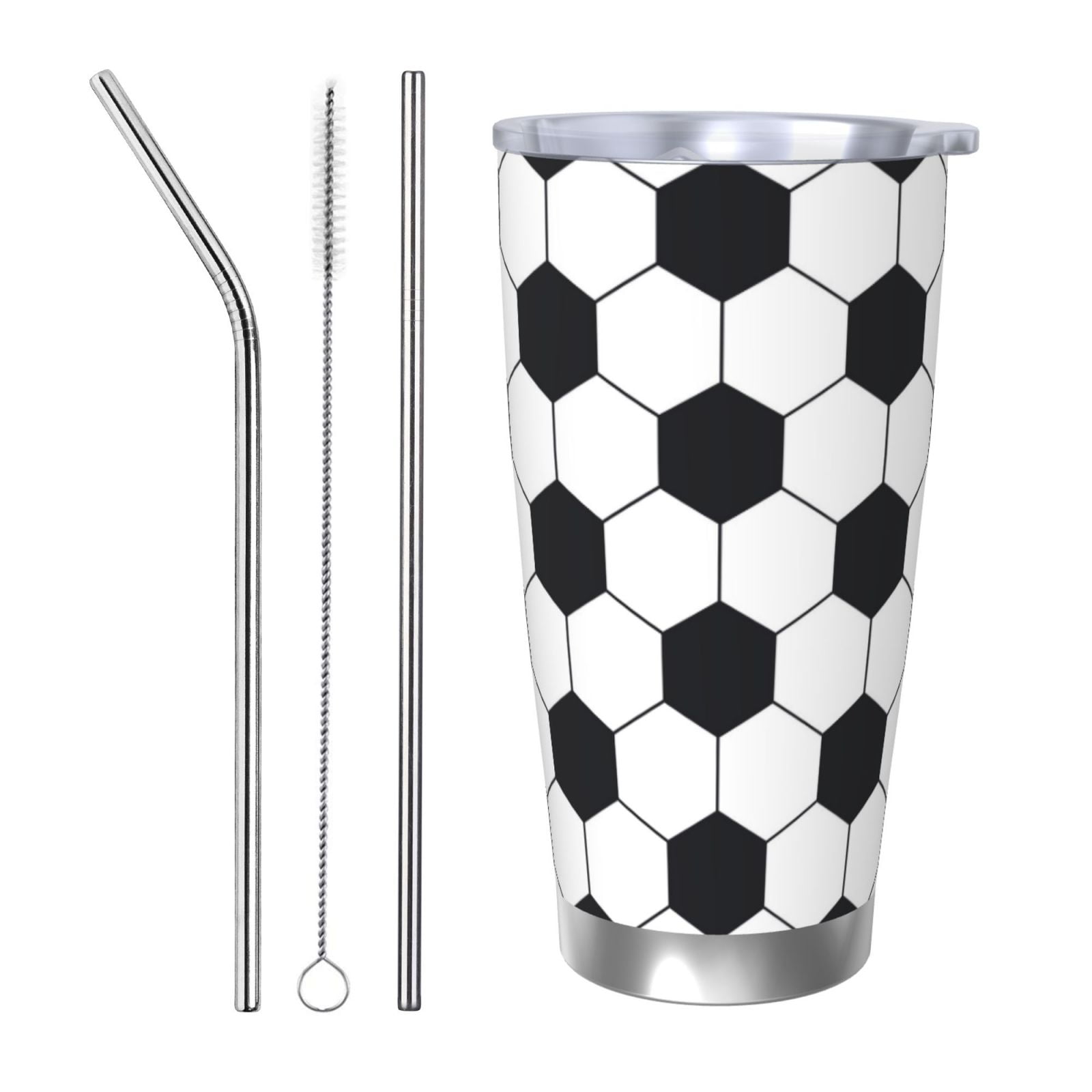 Fuzoiu Soccer Ball Print 20oz Tumbler, Stainless Steel Vacuum Insulated ...