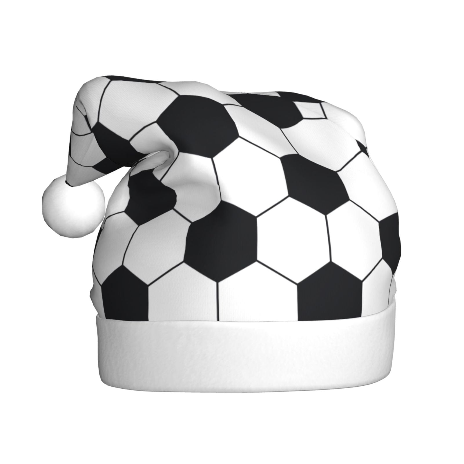 Fuzoiu Soccer Ball Print Santa Hat Christmas Hat for Adults,Santa Hats ...