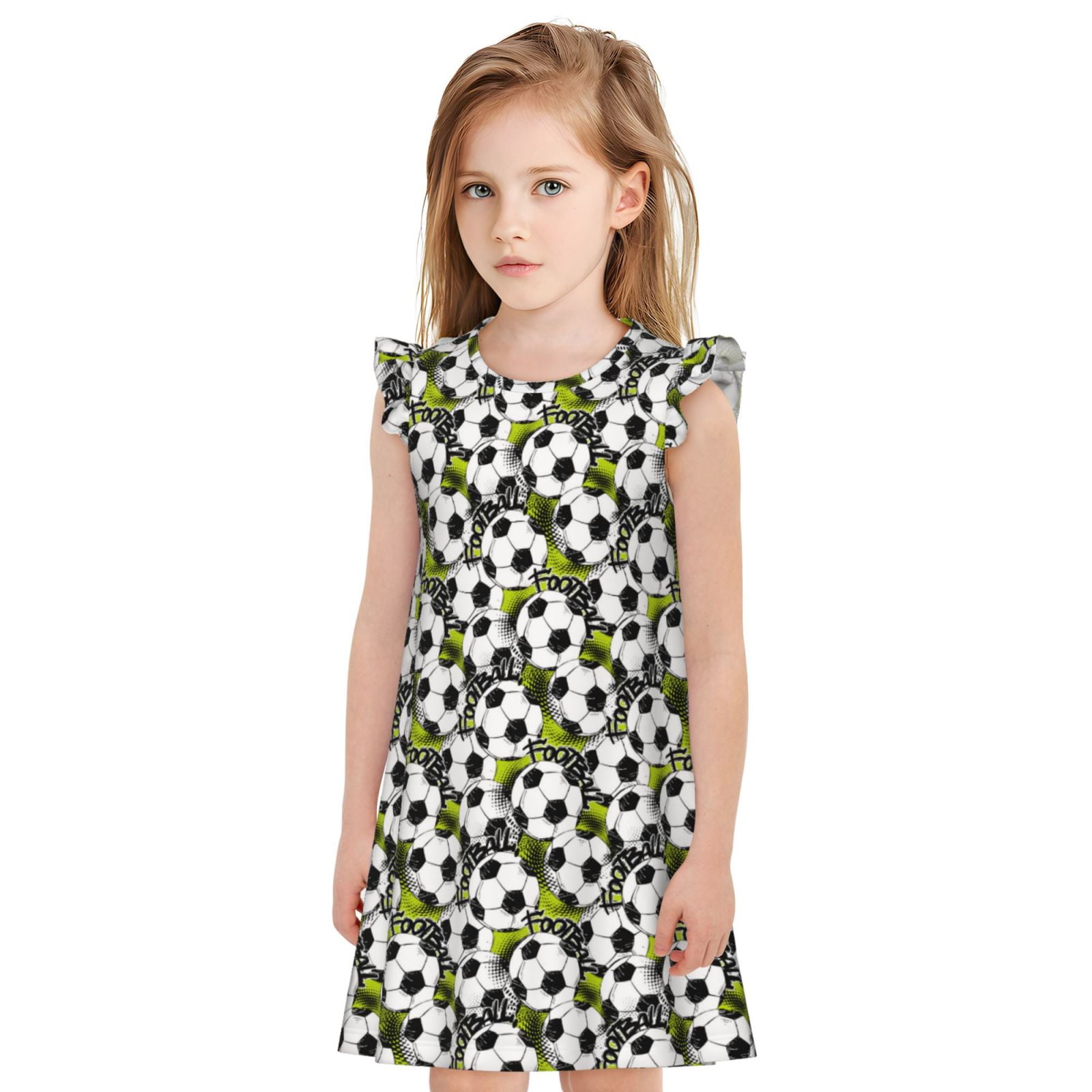 Fuzoiu Soccer and Football Print Girls' Nightgowns Pajamas Dress,Girls ...