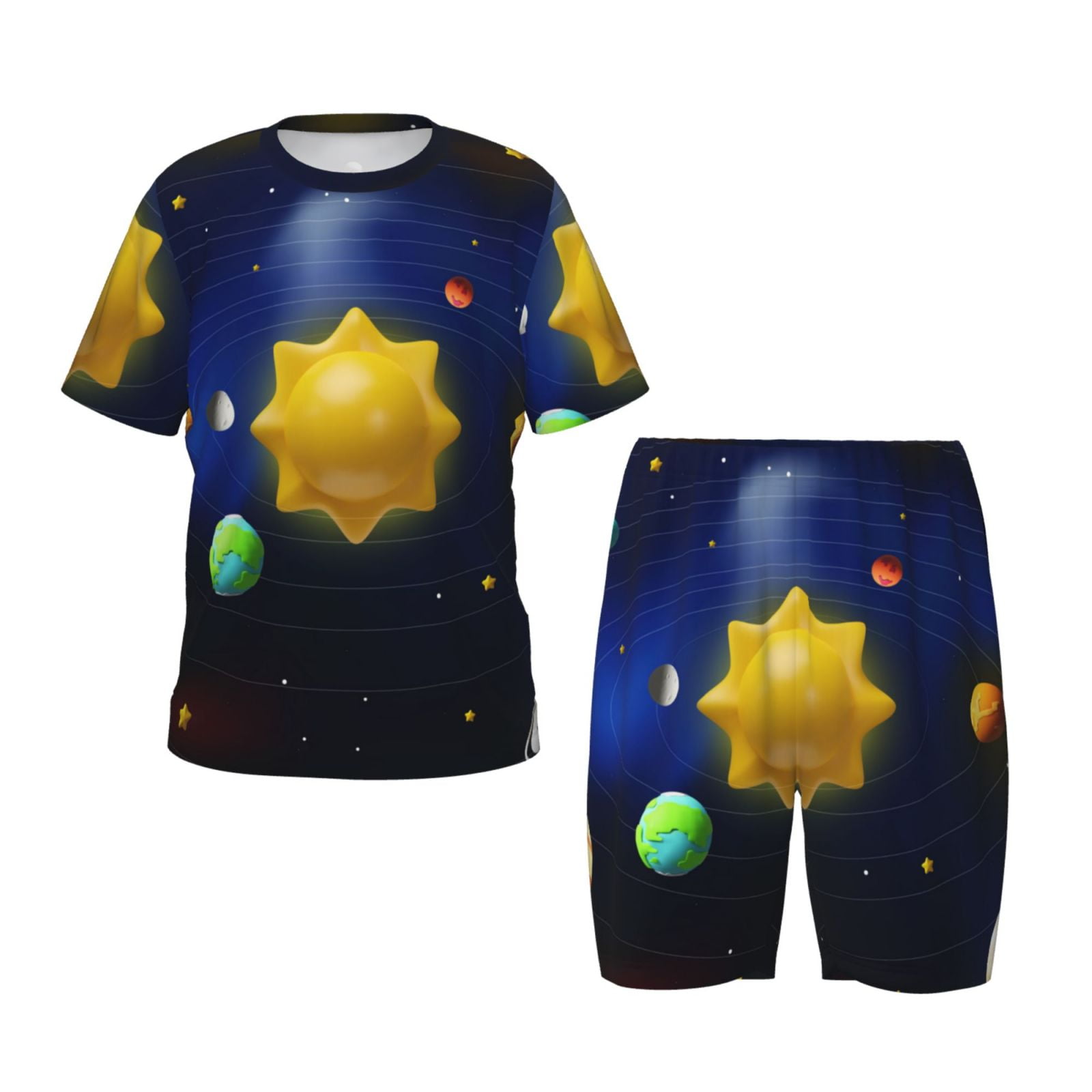 Fuzoiu Solar System Print Boys Girls Pjs Sleepwear,2 Piece Pajam,Comfy ...