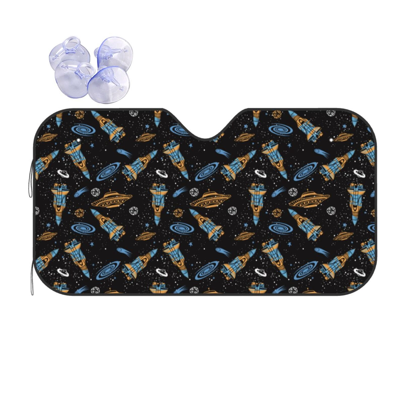 Fuzoiu Space Rocket Print Car Windshield Sun Shade,Block Uv Rays ...