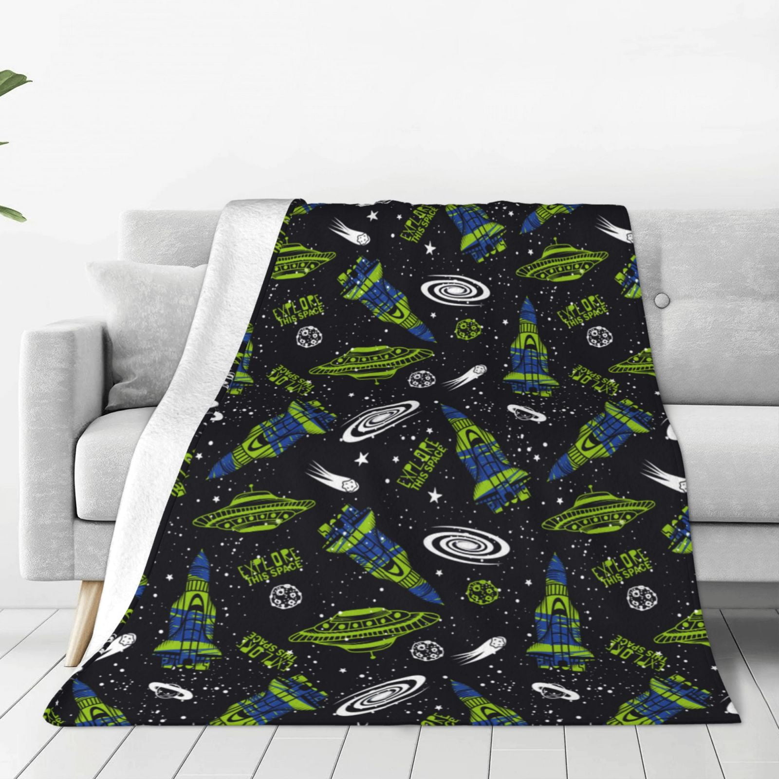Fuzoiu Space Rockets Print Ultra-Soft Micro Fleece Blanket,All Seasons ...