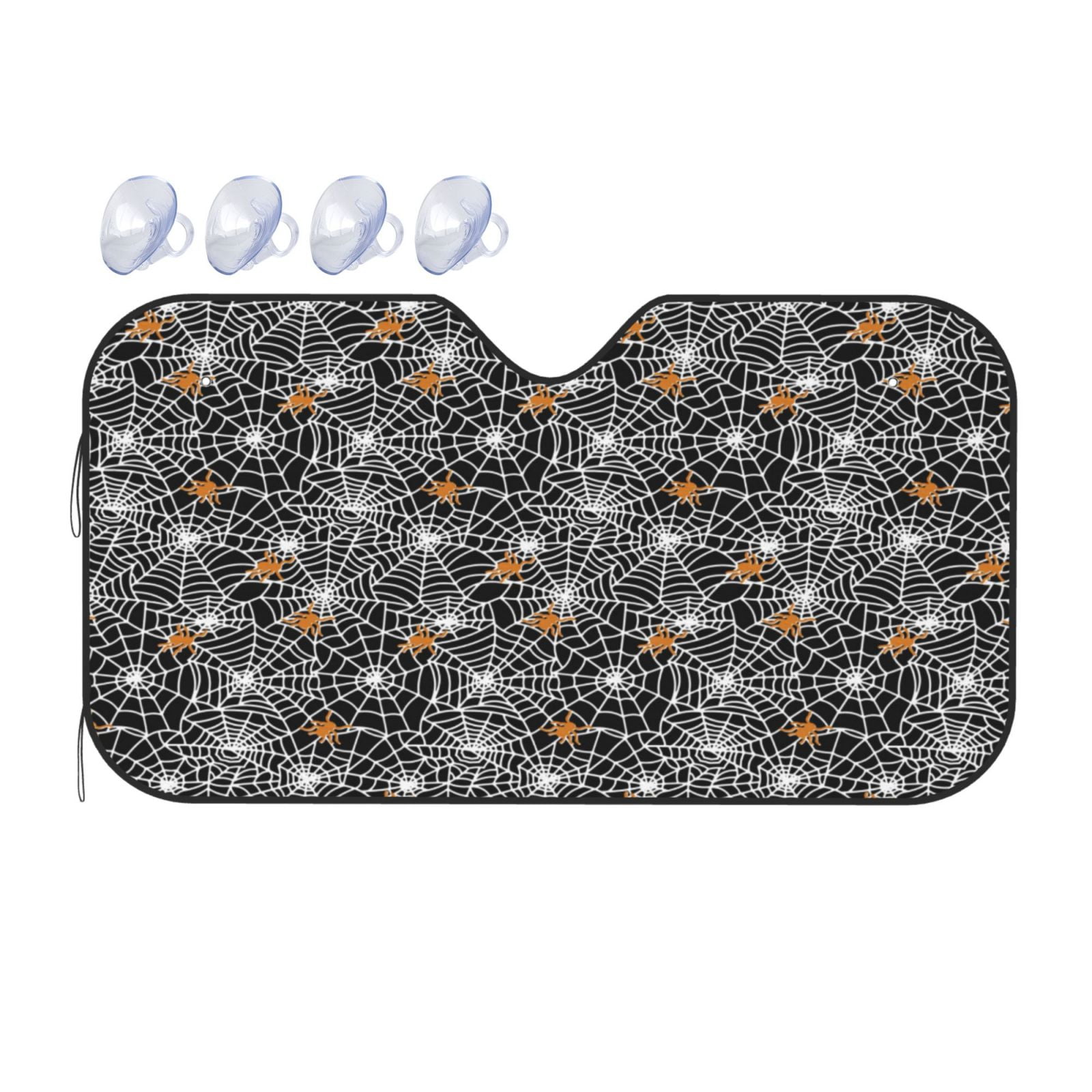 Fuzoiu Spider Cobweb Print Car Windshield Sunshade,Foldable Reflective ...