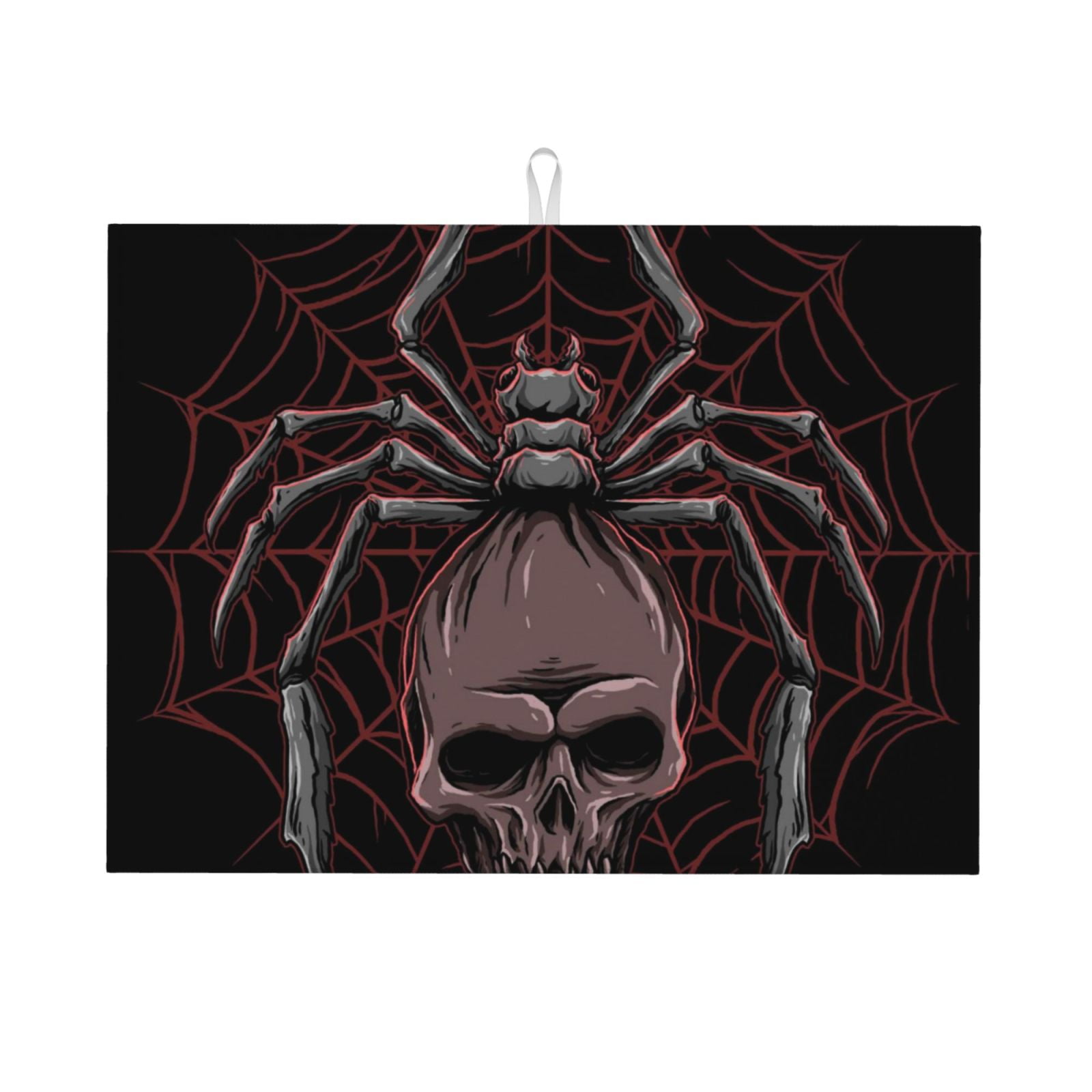 Fuzoiu Spider with Skull Print Absorbent, Reversible Microfiber Dish ...