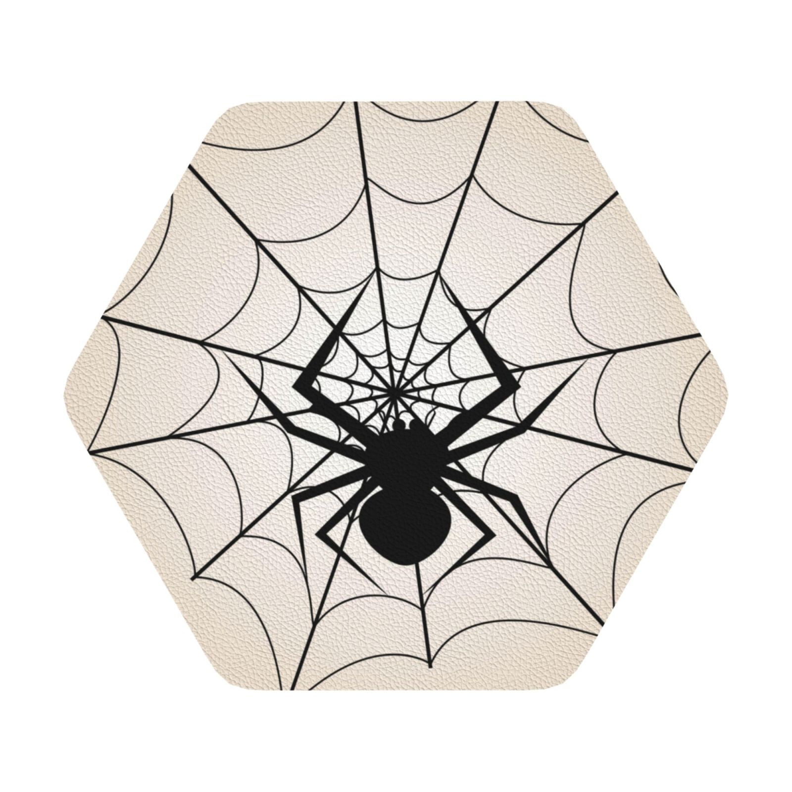 Fuzoiu Spiders On The Web 1 Print Leather Coasters Set,Drink Coasters ...