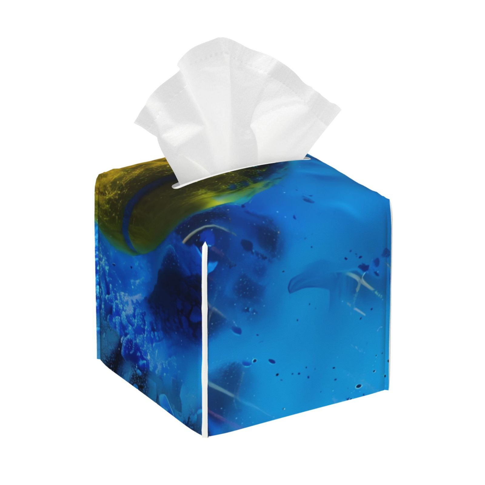 Fuzoiu Sports Tennis Ball Print Tissue Box Cover Holder, Square Leather ...